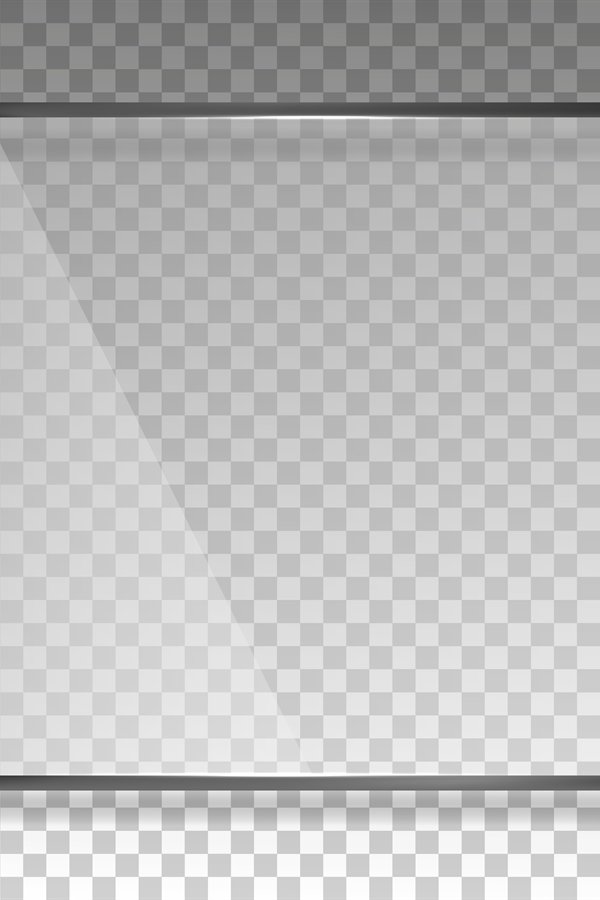 Transparent glass frame. Gloss shine panel, rectangle 3d win