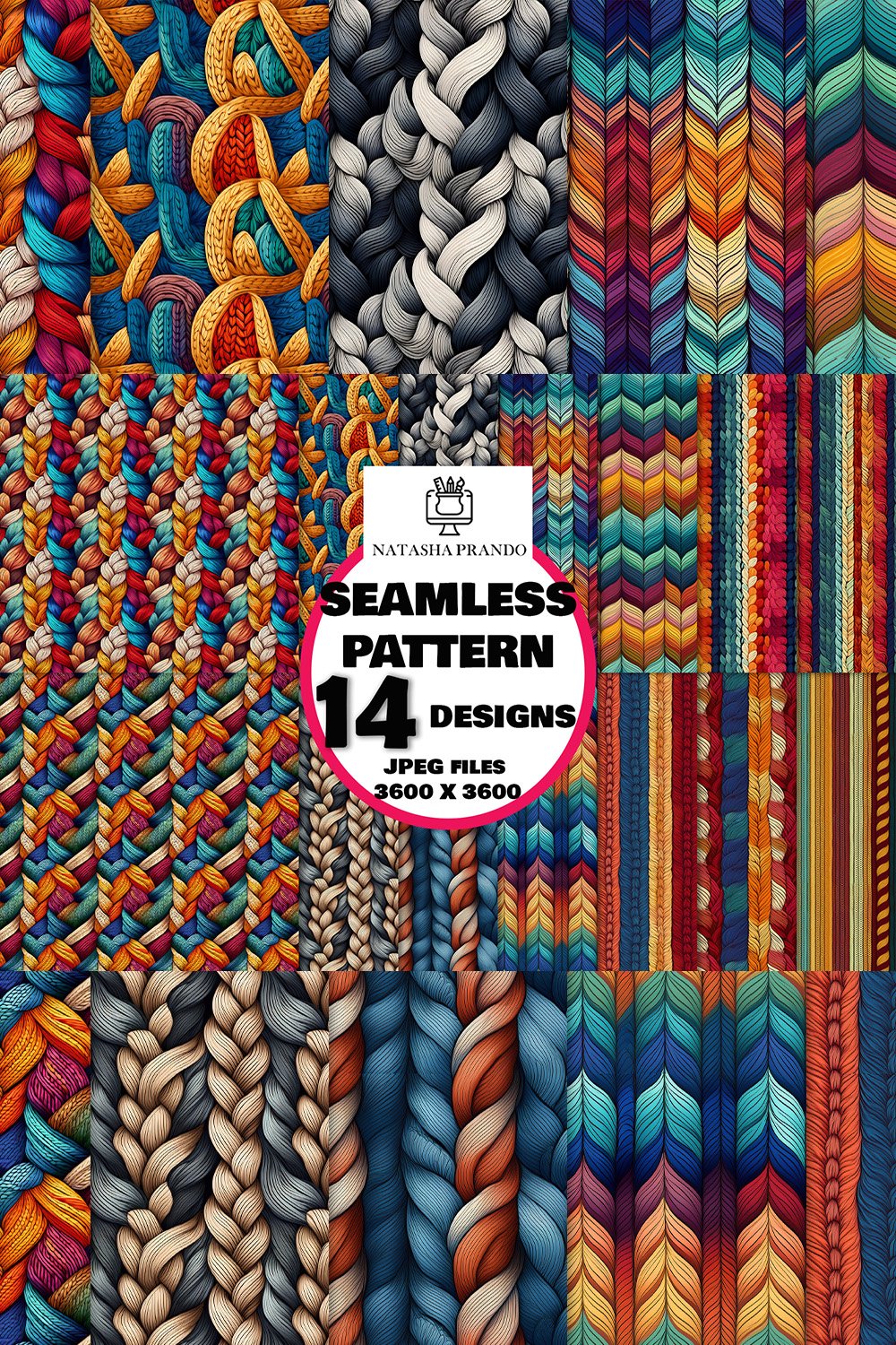 Seamless pattern knitting, Digital Paper Bundle