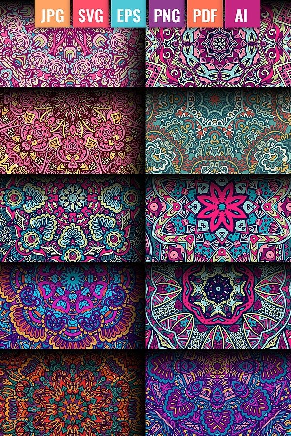 Abstract Boho Festival Mandala Seamless Pattern (1110739)