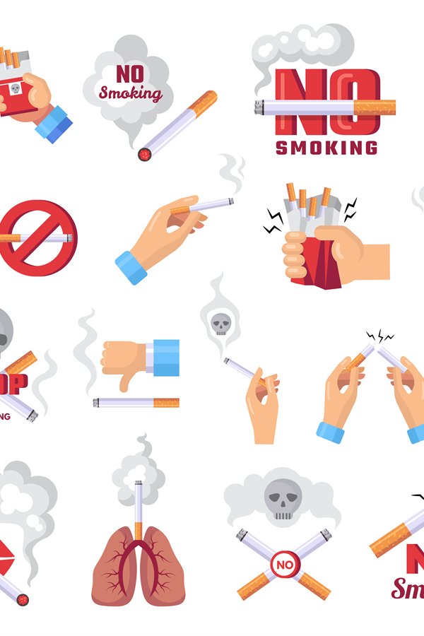 Cigarette icon. Dangerous from smoke of cigarettes vector lu