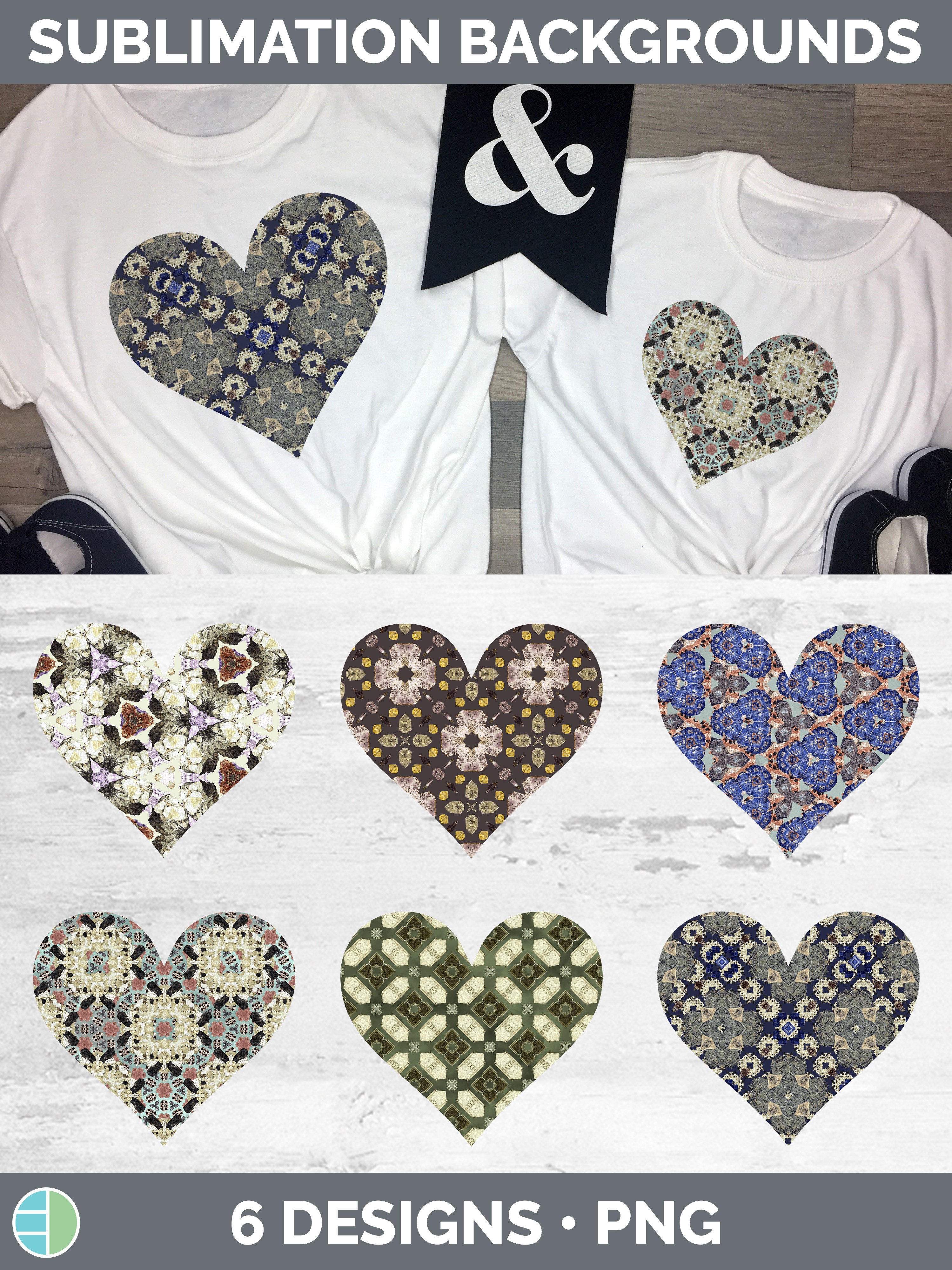 Gemstone Hearts Clipart | Sublimation Designs