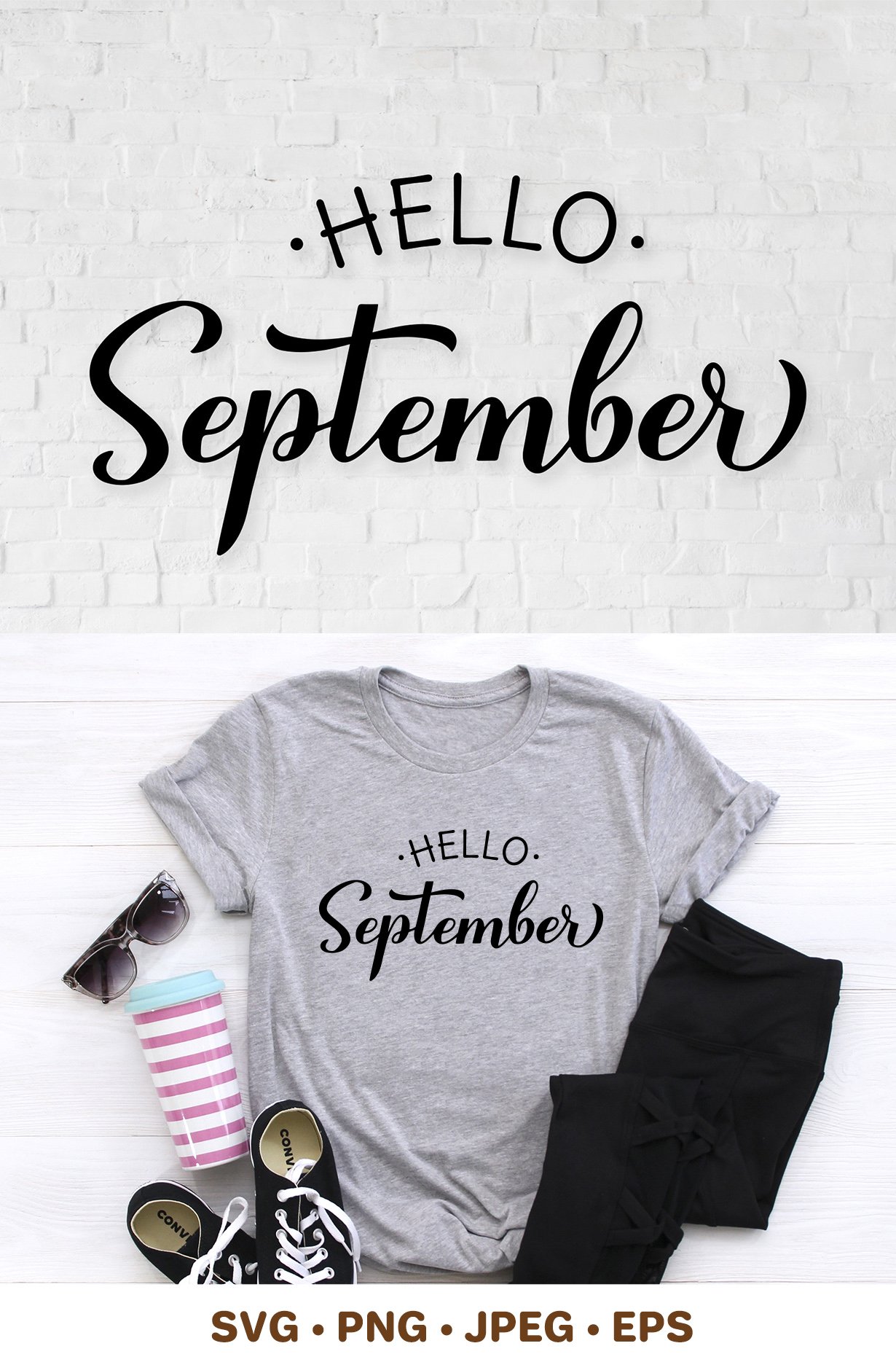 Hello September. Fall quote calligraphy. Autumn saying.