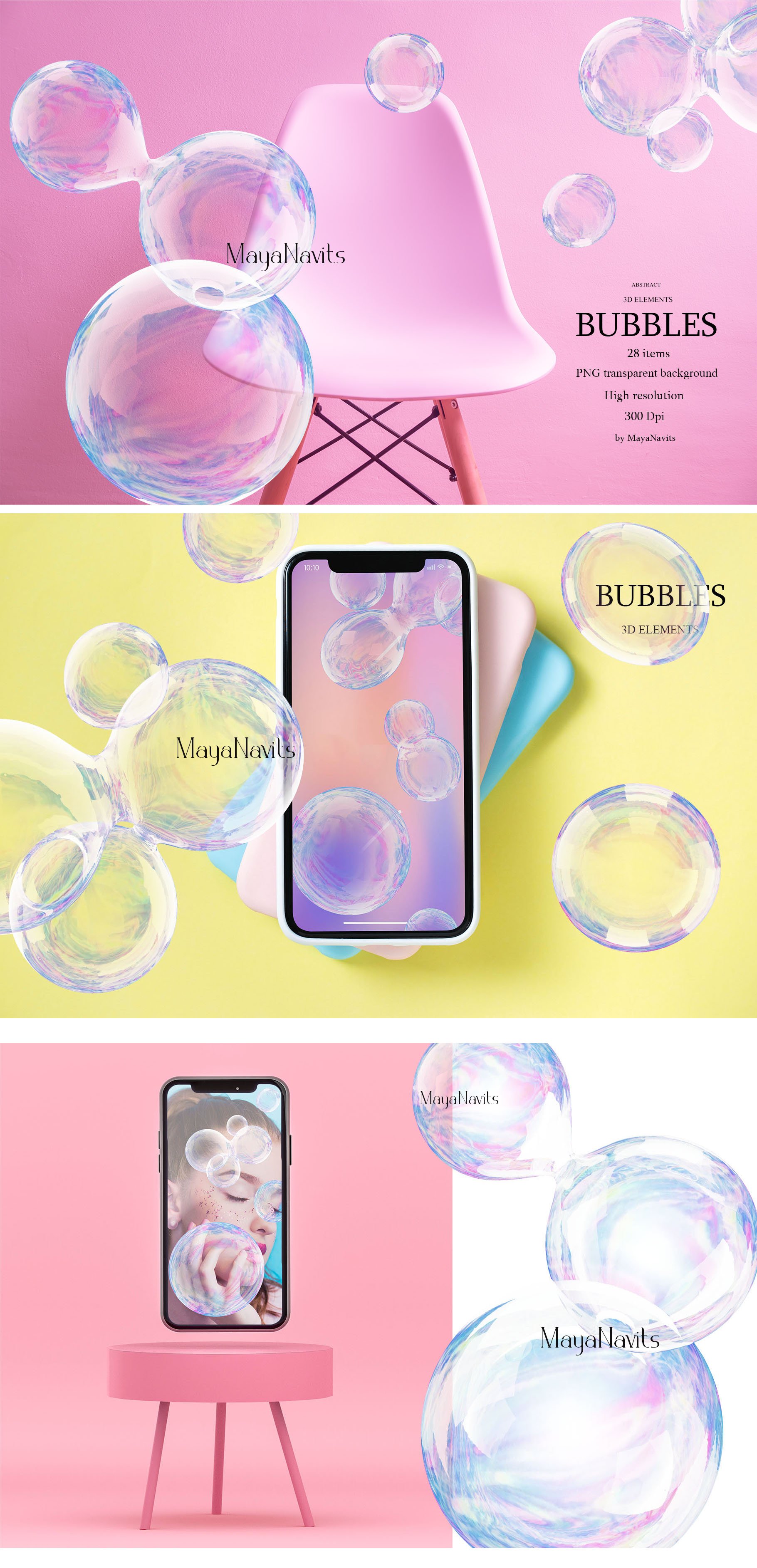 3D Bubbles Collection Bundle