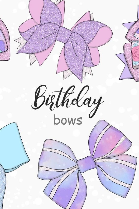 Birthday BOWS Pink Blue Purple Clip Art Stickers Kit - PNG