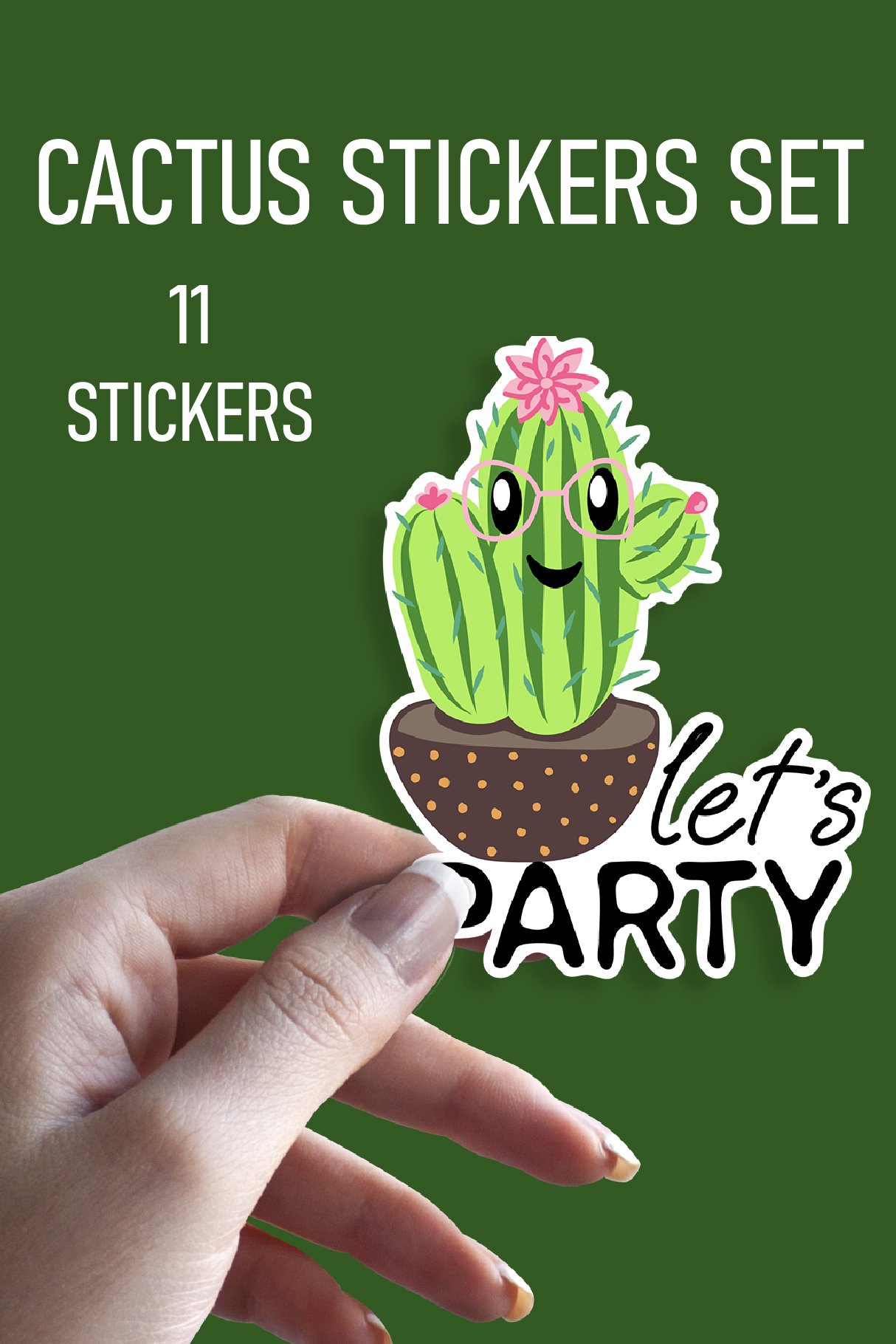 Cute Cactus sticker pack |11 png sticker design