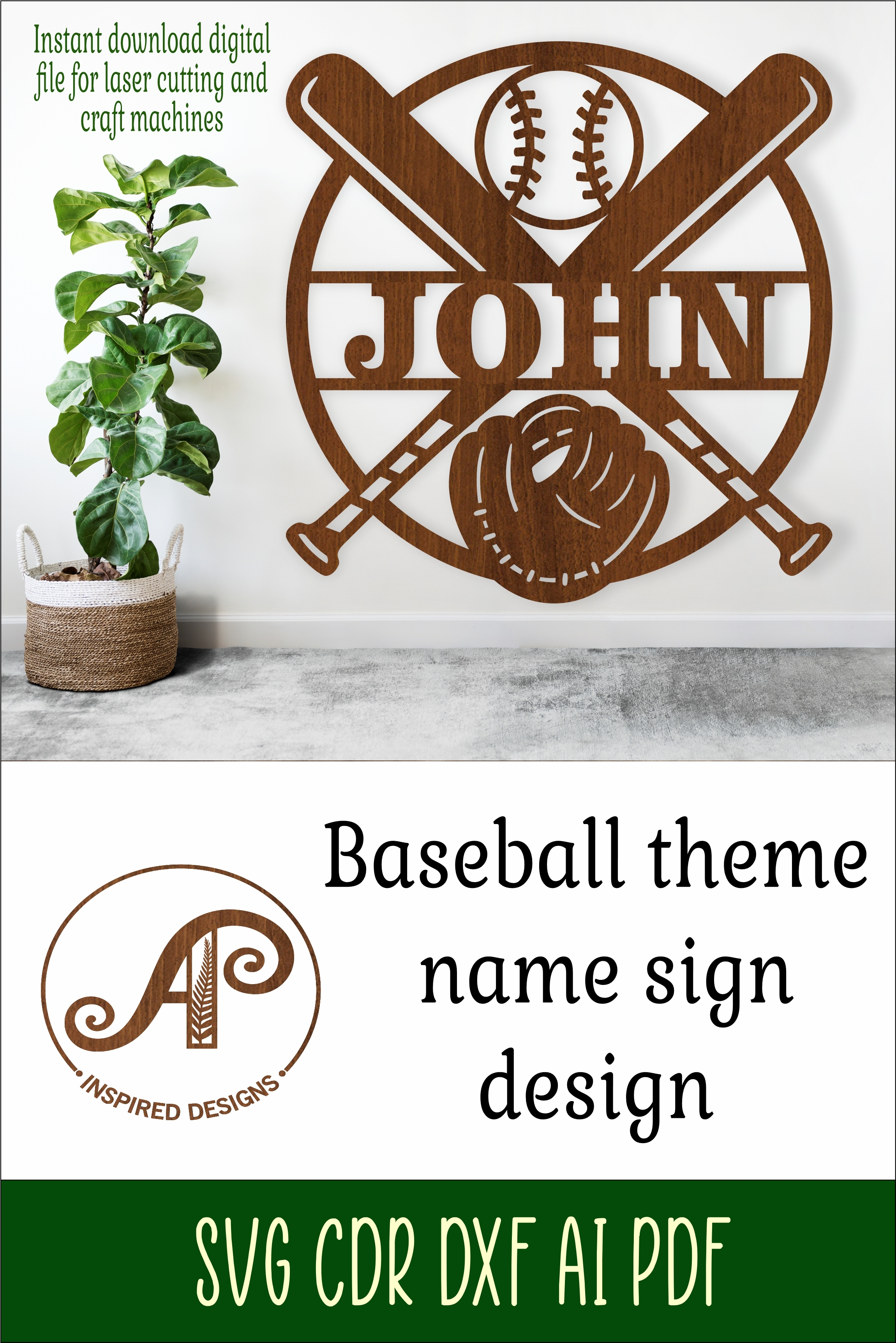 Baseball theme name wall art sign, SVG personalized