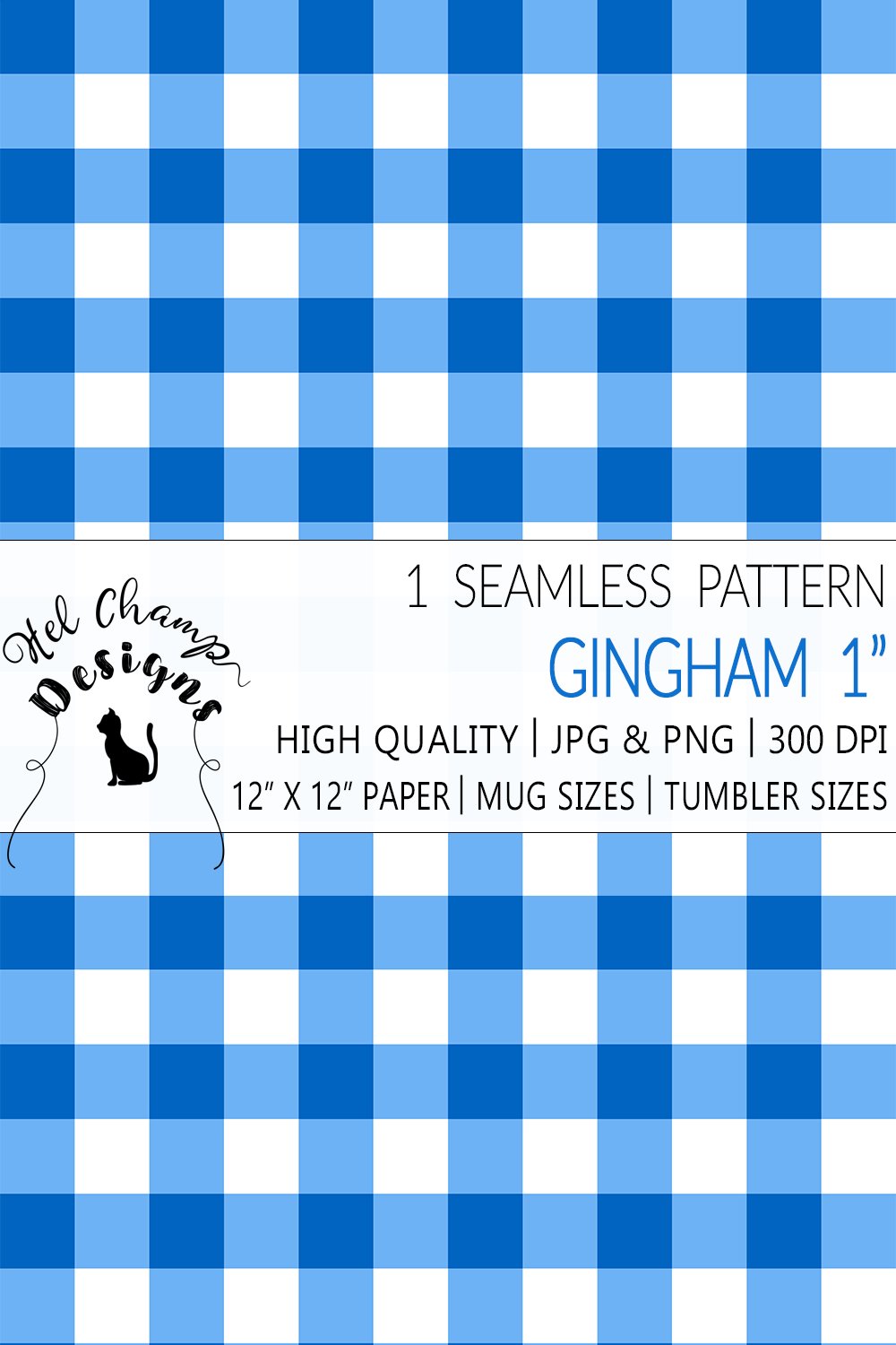 Gingham blue with white scrapbooking vichy papers set