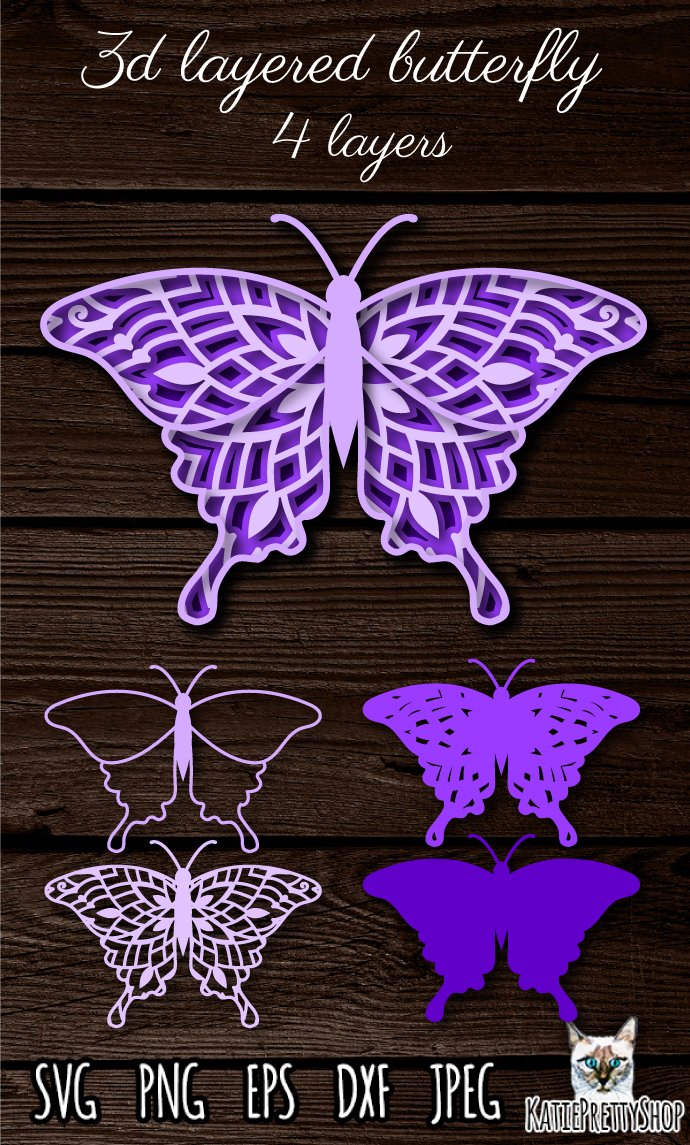 3d layered butterfly svg, multilayered SVG, laser (1271122)