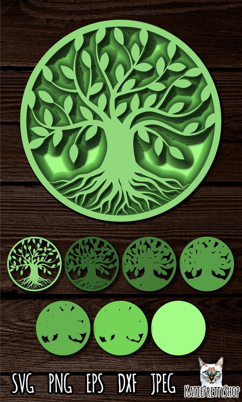 3D Layered Tree of Life SVG, Multilayered, lazer (1115303)