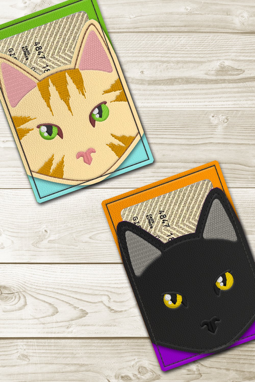 Realistic Cat Face Gift Card Holder ITH Applique Embroidery