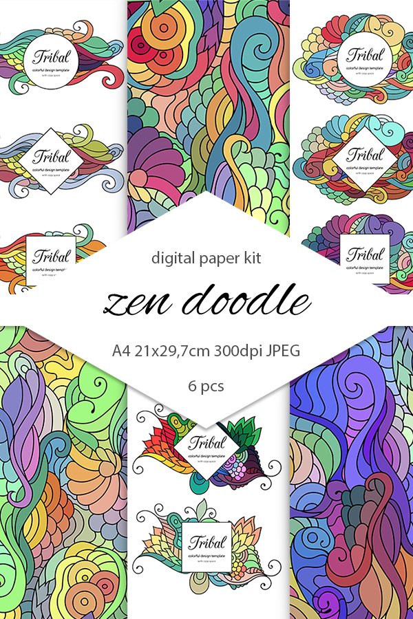 Tribal zentangle clipart and digital scrapbooking (670957)