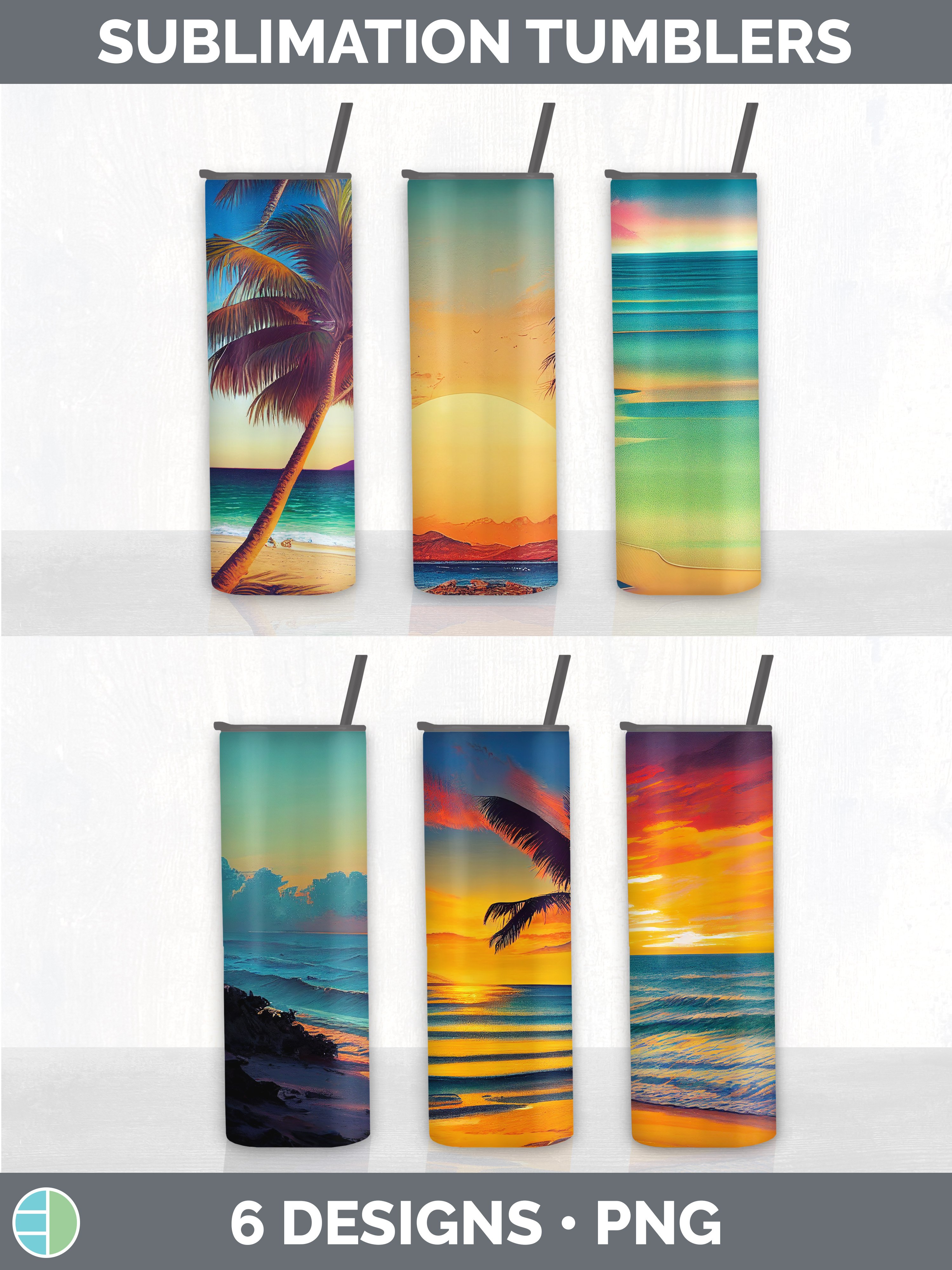 Beach Sunset Tumbler Sublimation Bundle