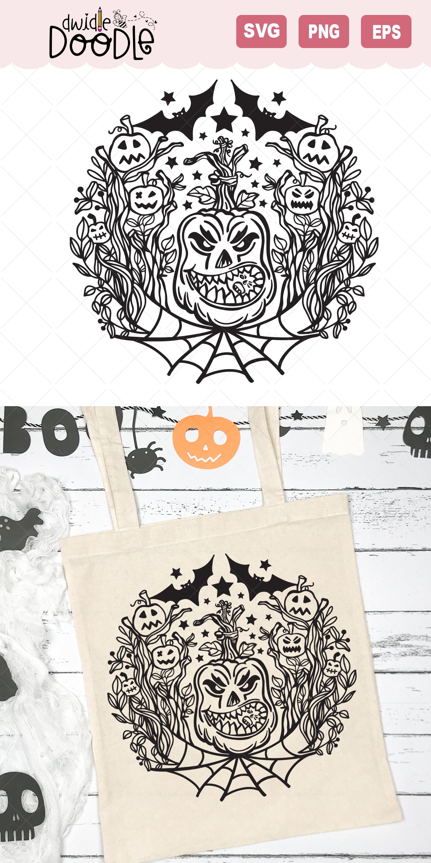 Scary Halloween Pumpkin mandala svg