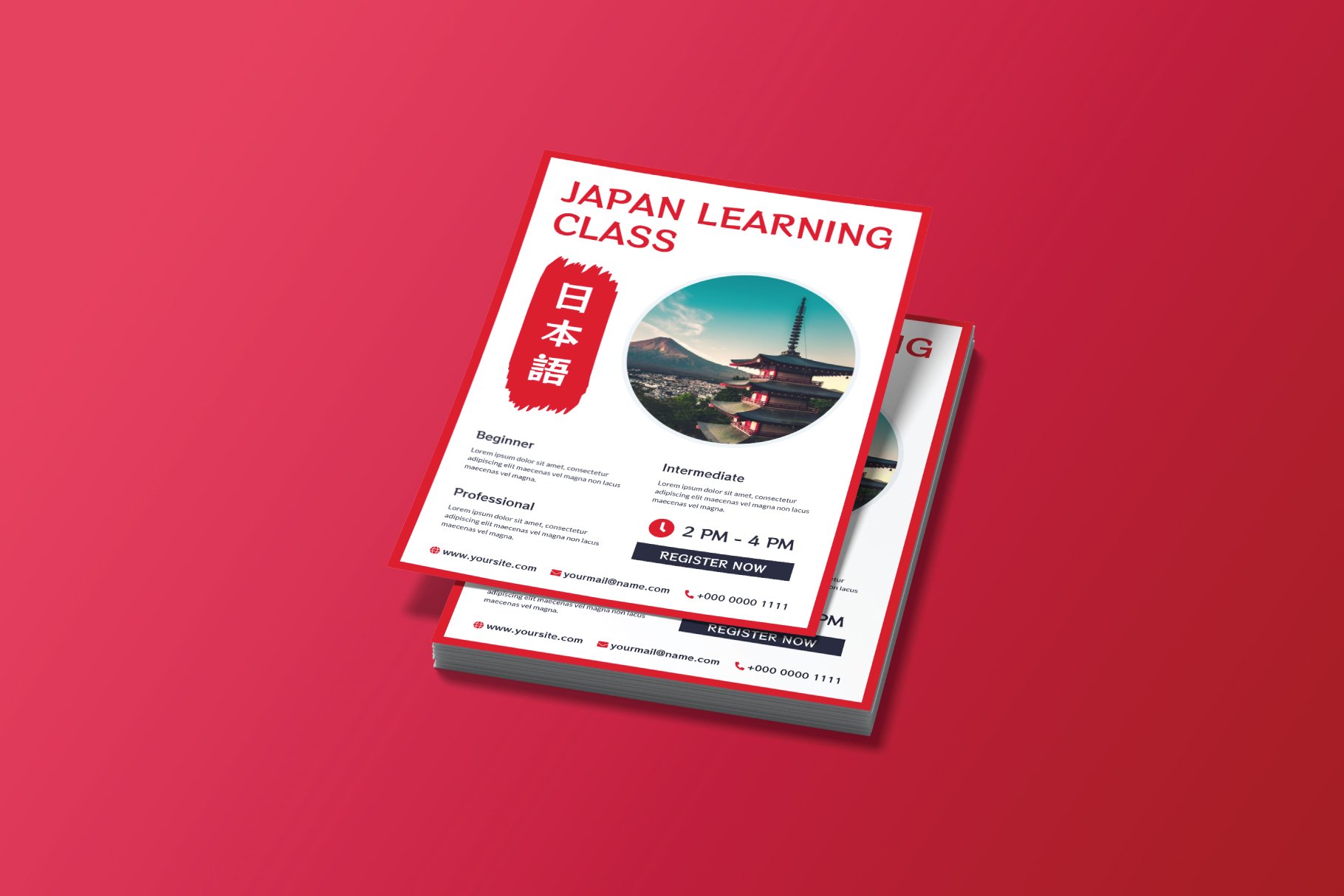 Japanese Learning Class Flyer Template