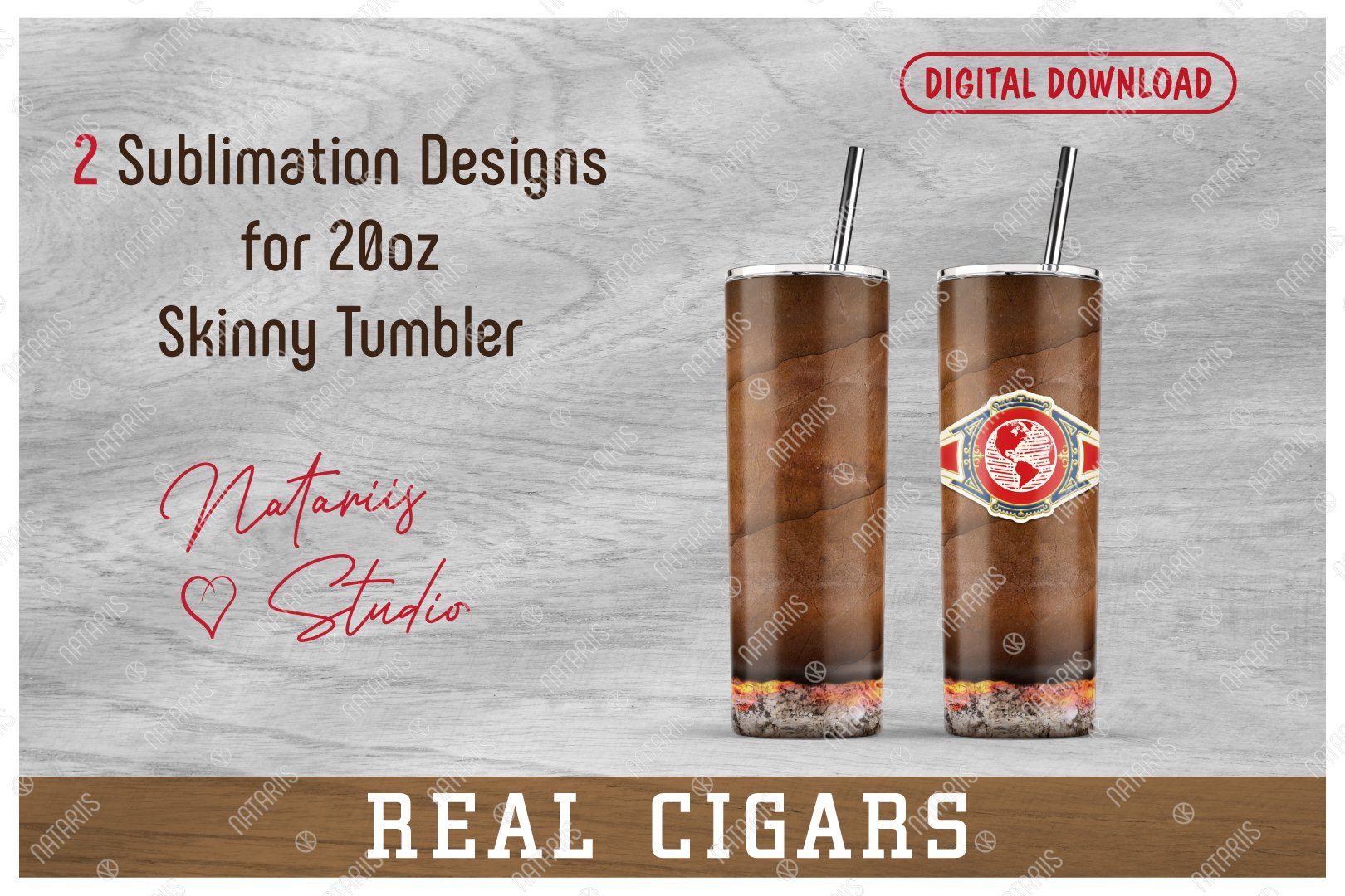 2 Luxury Cigars Patterns for 20oz SKINNY TUMBLER. (1279005)