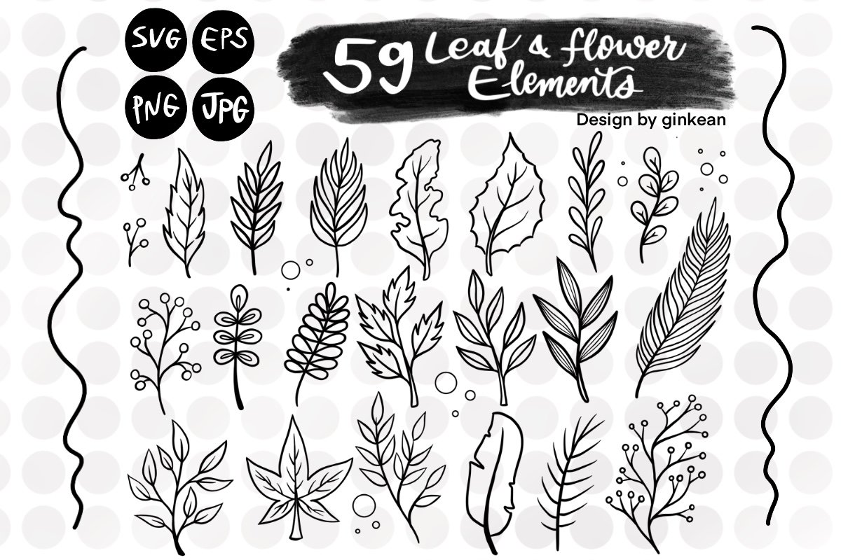 59 Leaf and flower element svg, eps, png, jpg file, svg elem