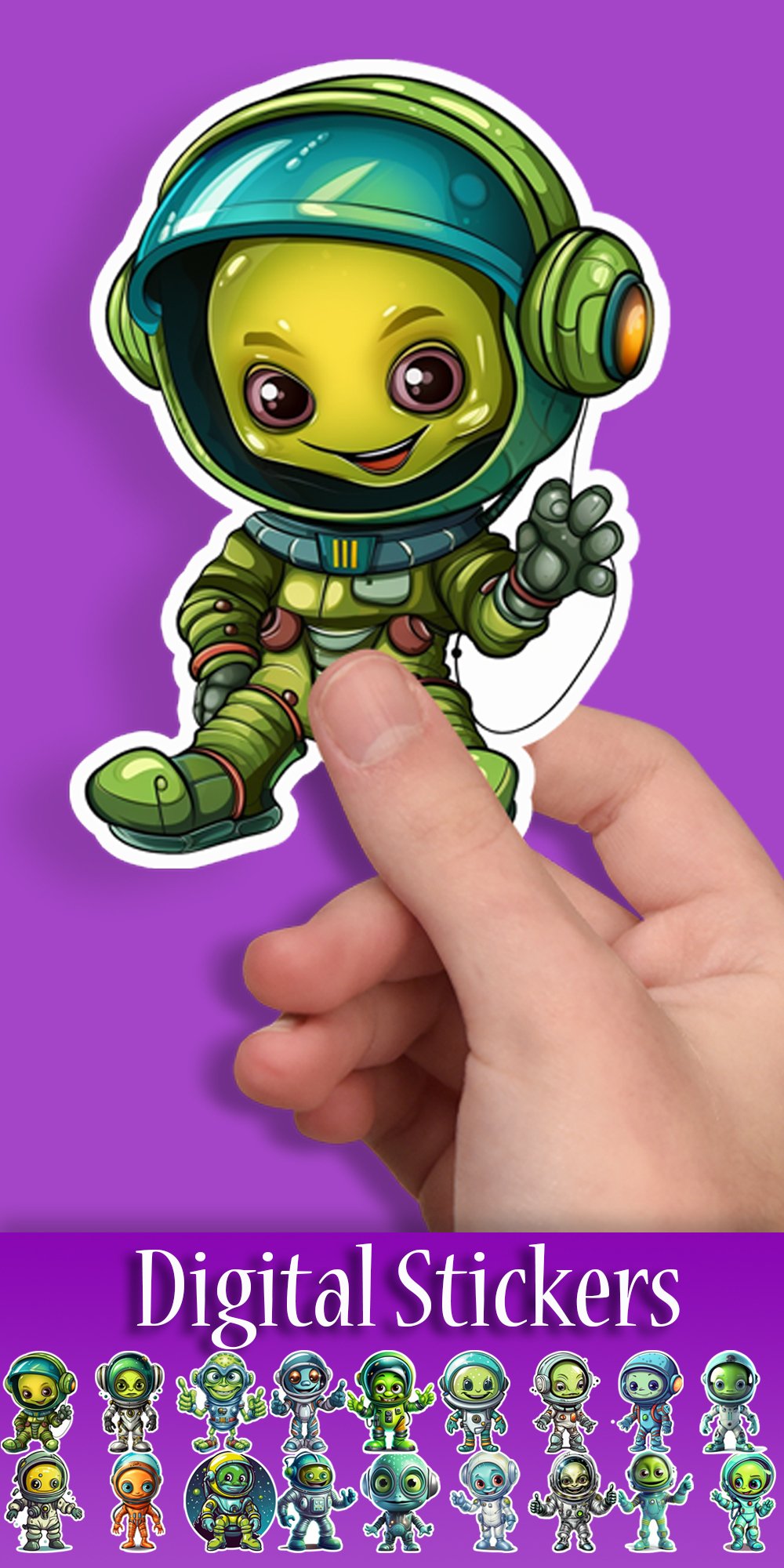 Fun Stickers Printable - 20 Cute Aliens 4 Sticker Sheets