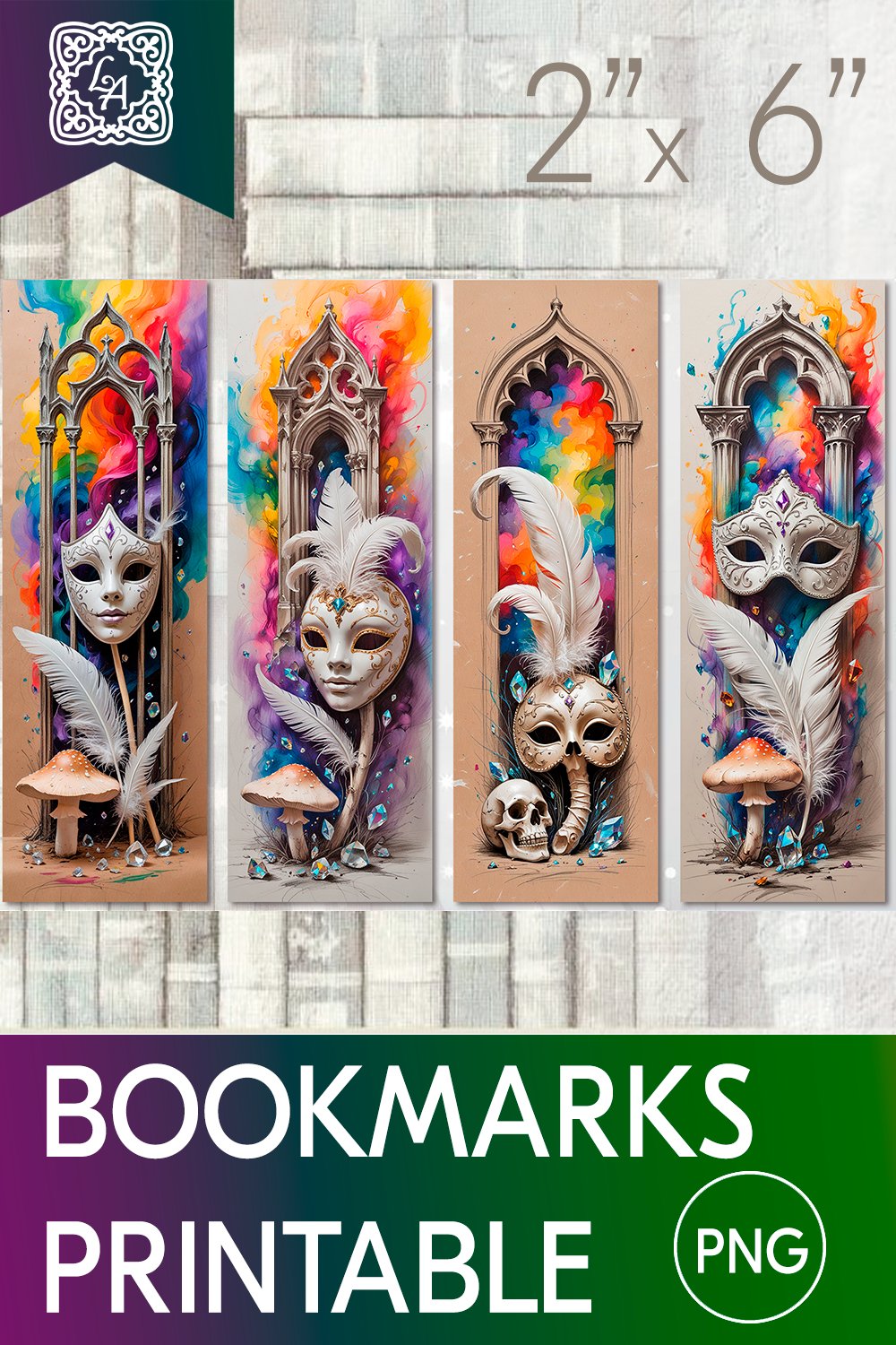 Mardi Gras / Mask Printable Bookmark 4 PNG