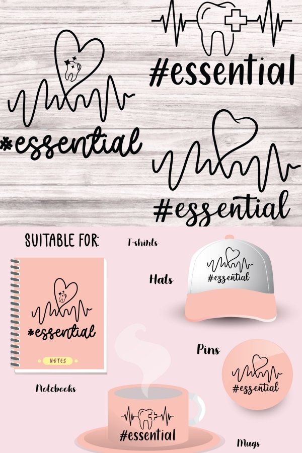 Hashtag Essential SVG, Essential Dental Workers SVG, PNG...
