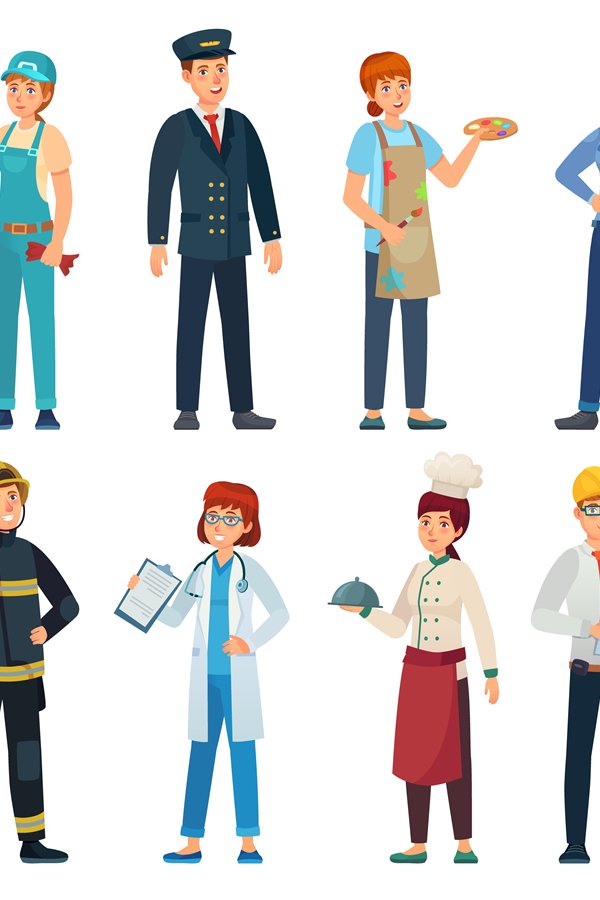 Professional workers. Different jobs professionals, labor pe