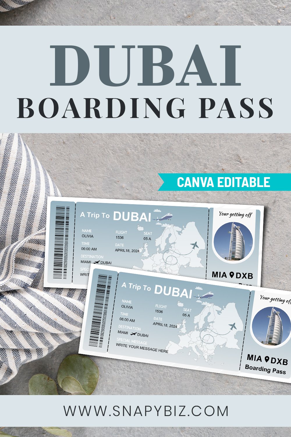 Editable Boarding Pass
