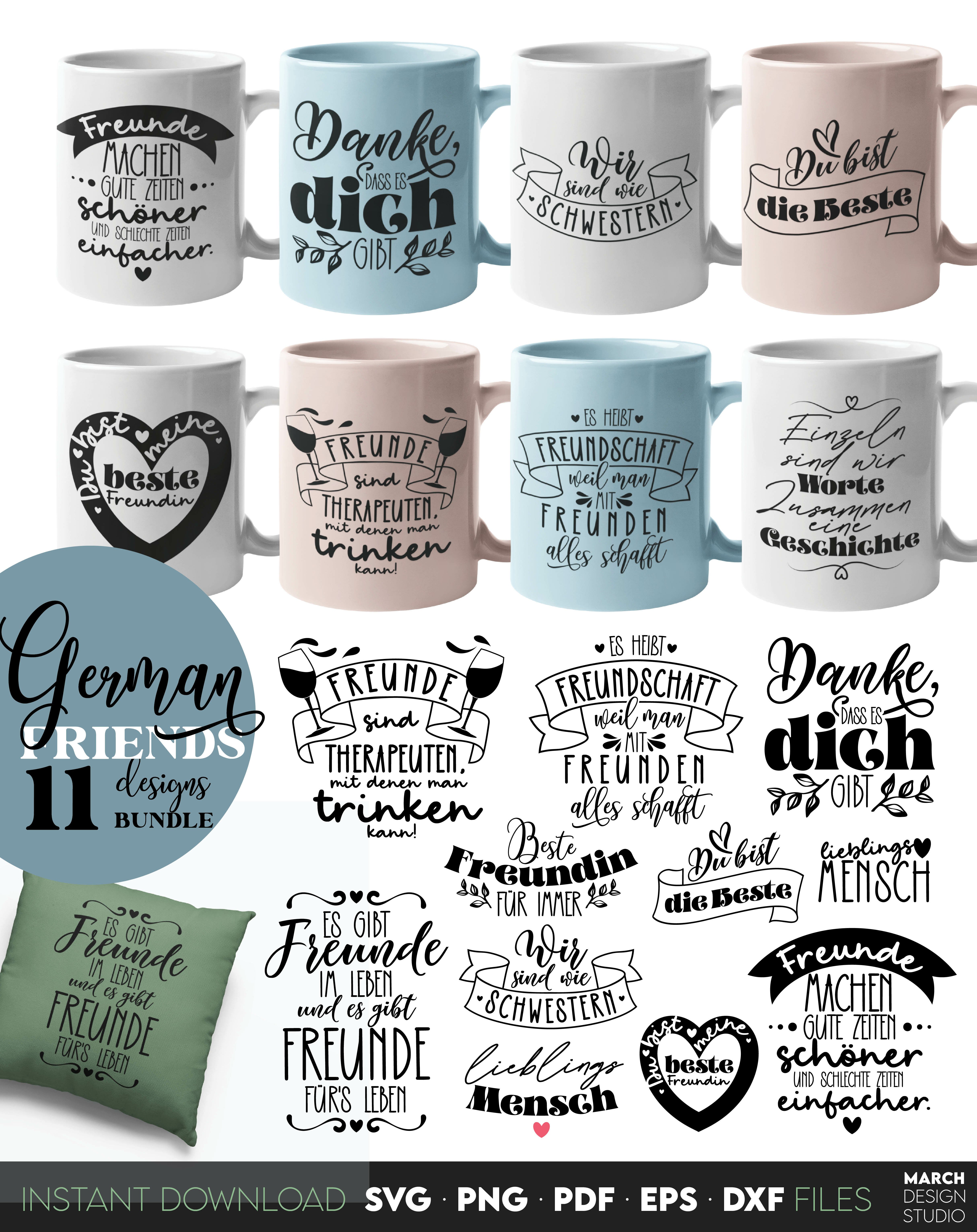 German Plotter File SVG PNG DXF Bundle | Beste Freundin Svg