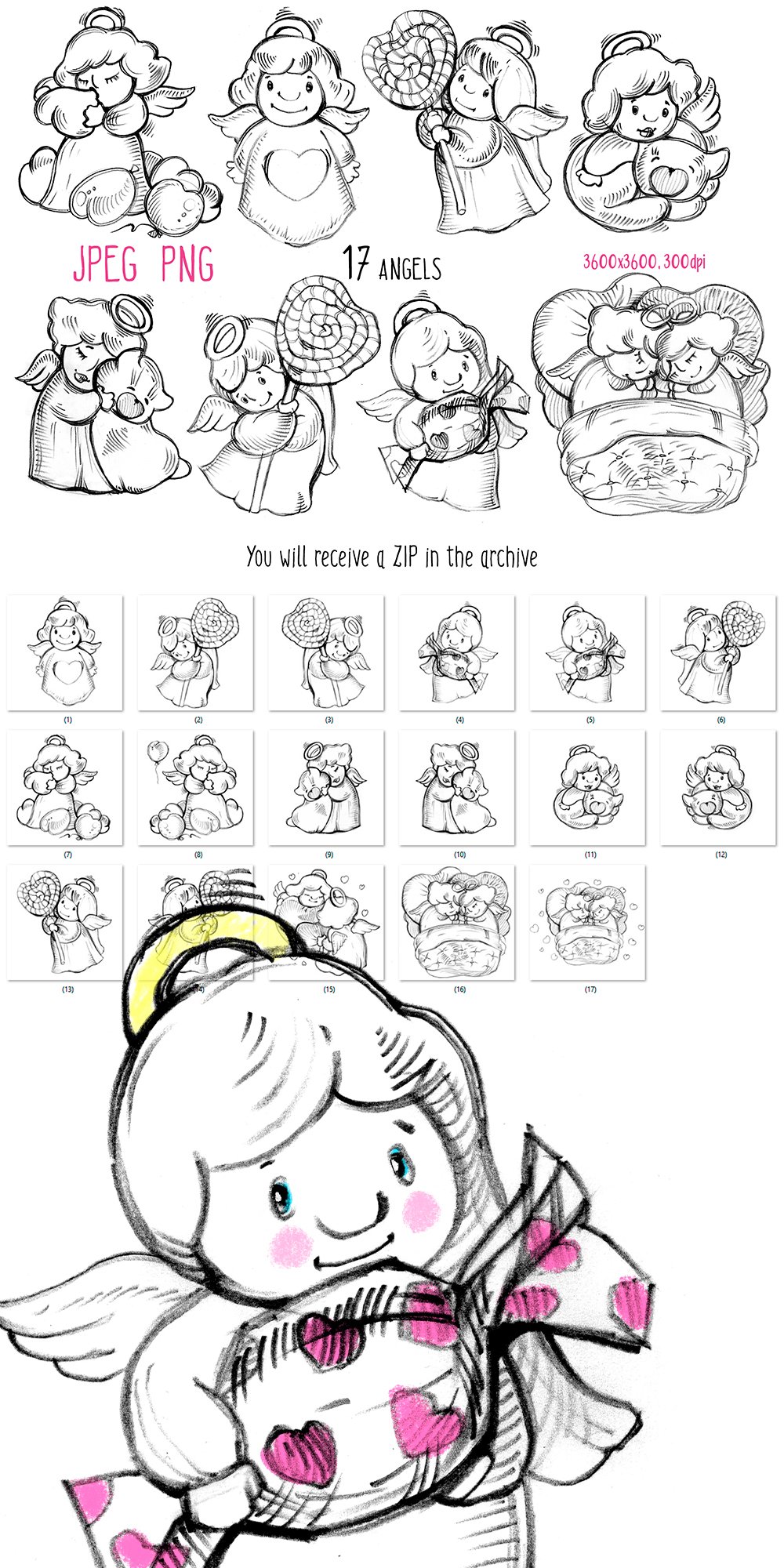 17 ANGELS-Clip Art for Valentine's Day