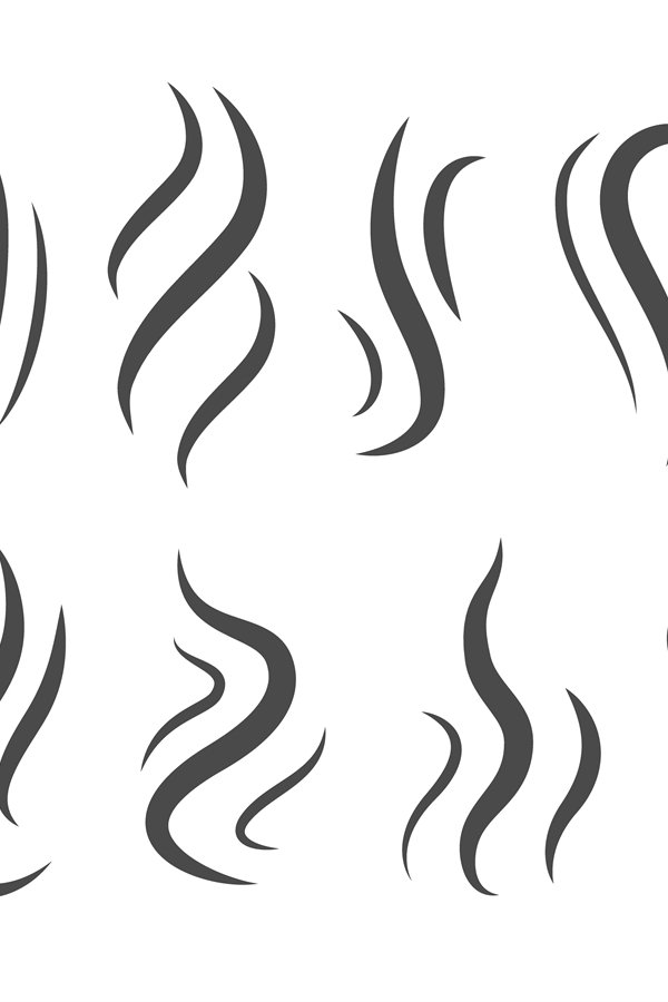 Smell icons. Heating, aroma perfume pictograms, fume and sti