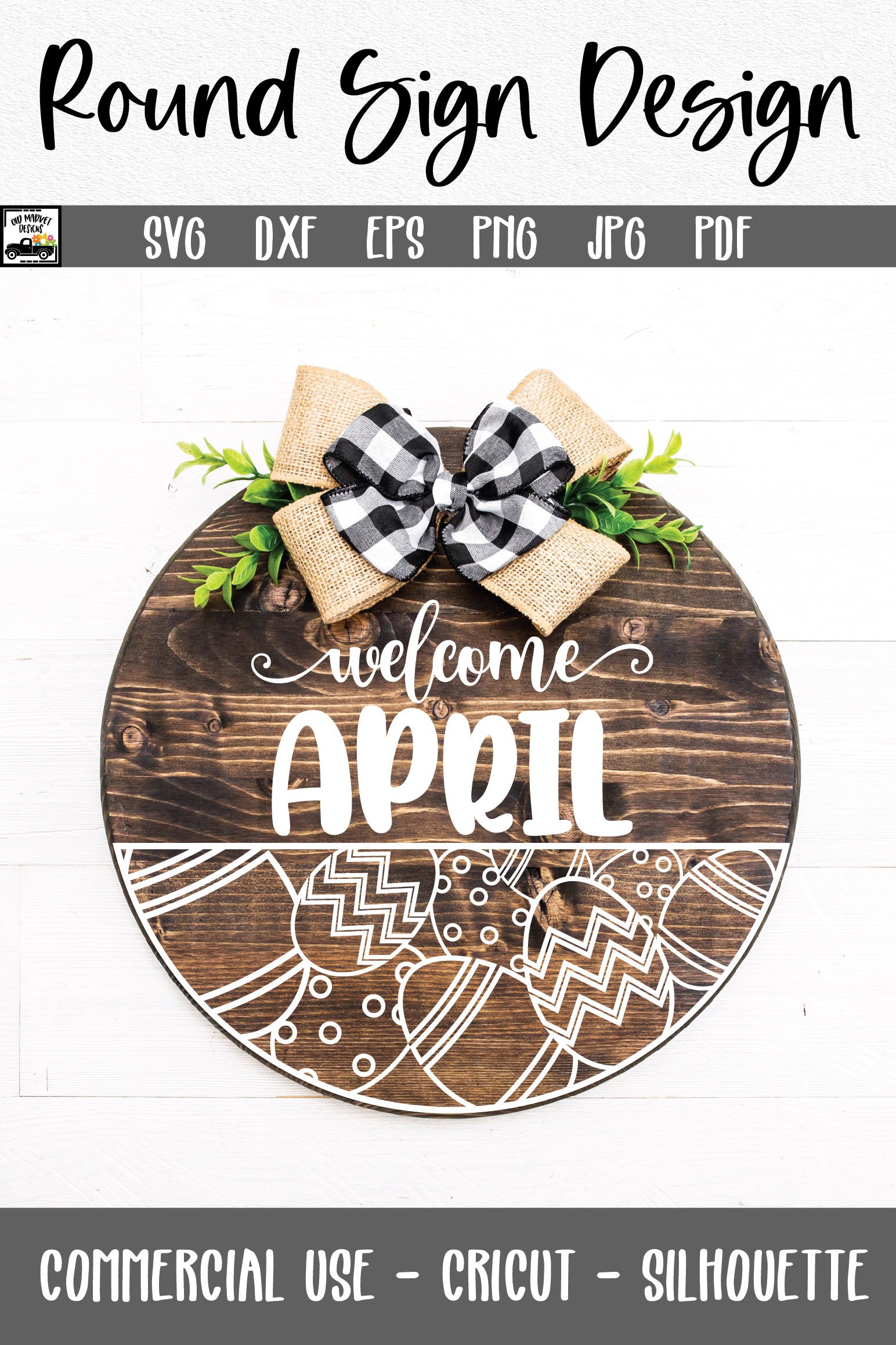 Welcome April SVG File | Round Door Sign SVG File