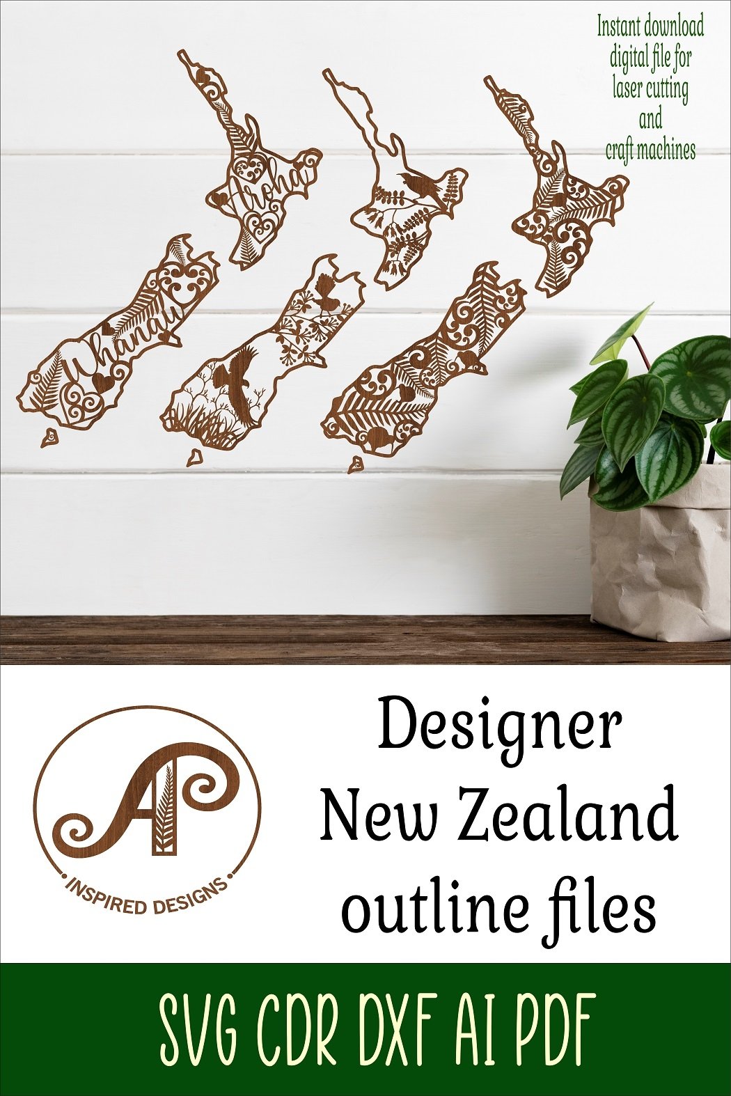 3 New Zealand outline SVG laser cut files (2708266)