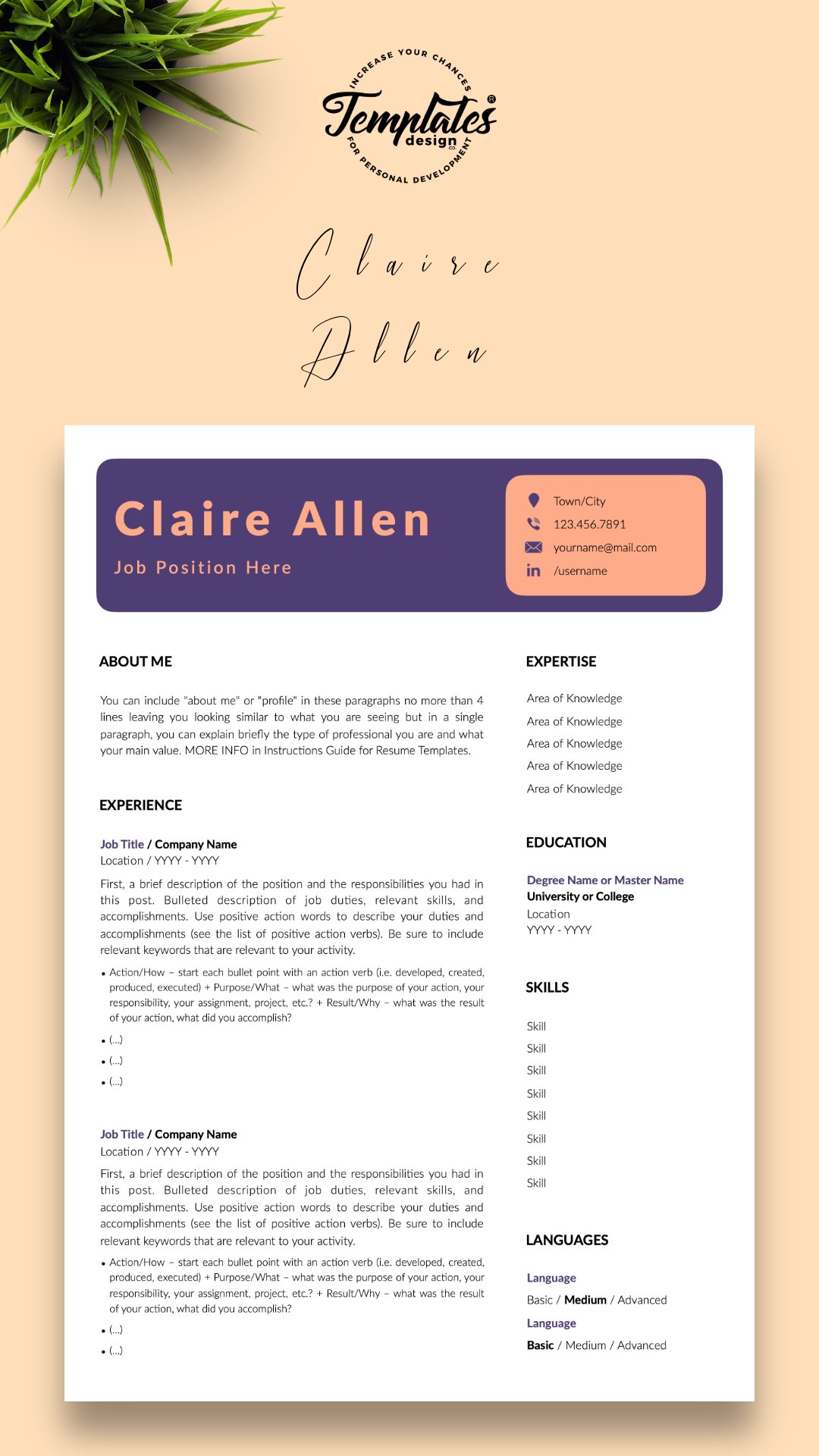 Creative Resume CV Template for Word & Pages (742669)