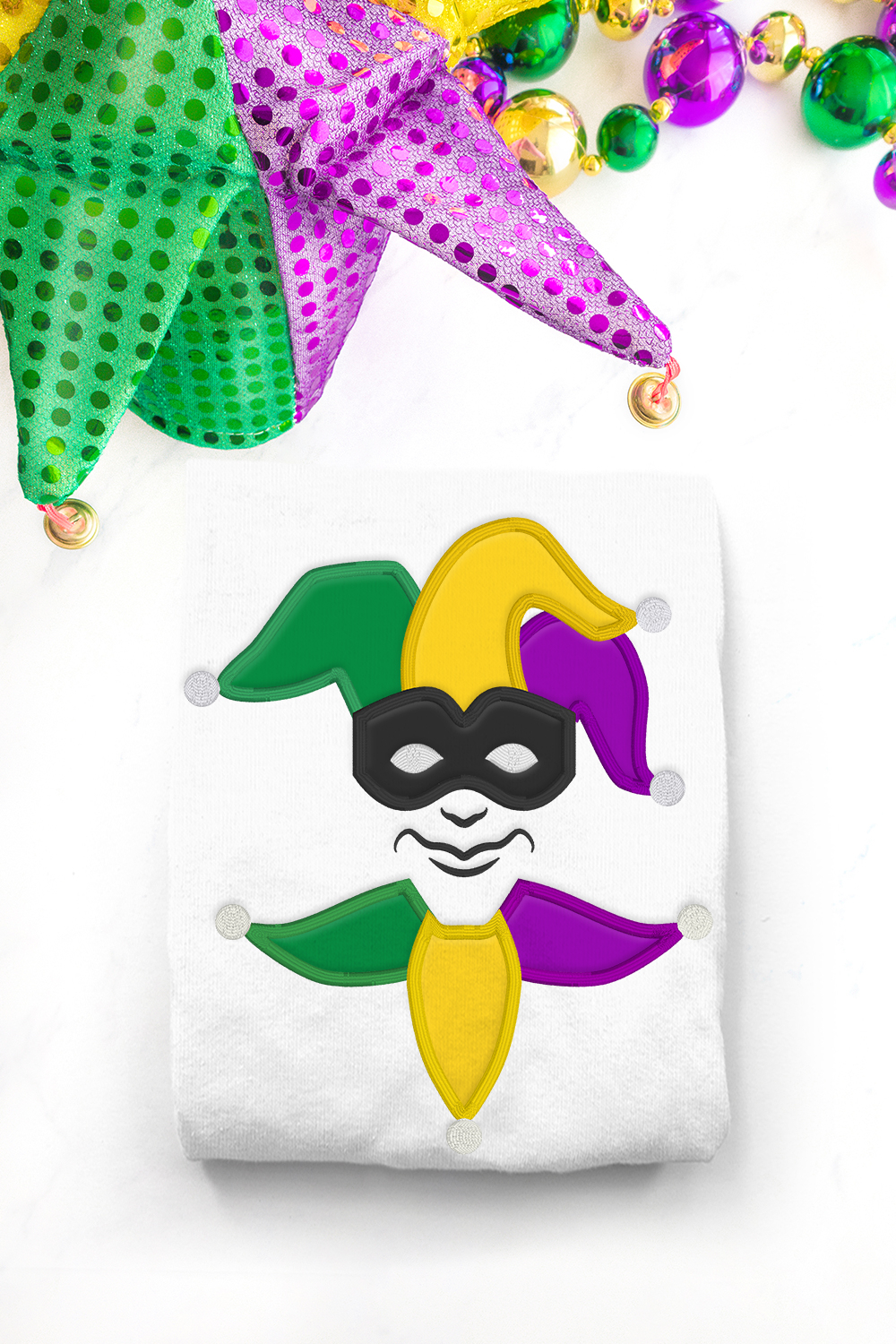 Male Mardi Gras Jester Applique Embroidery File