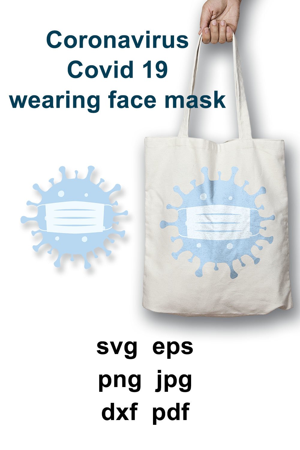 Coronavirus Covid 19 Svg file, corona virus in face mask.