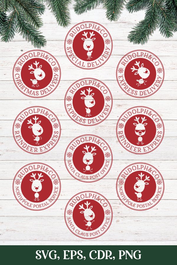 Christmas Stamps Reindeer Express SVG