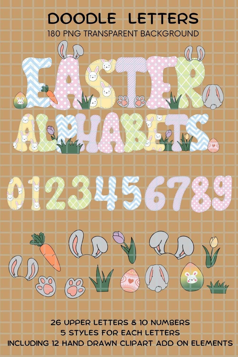 Easter Alphabet PNG's & 12 Clipart