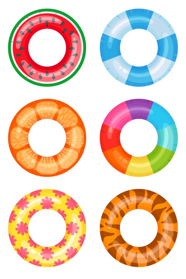 Rubber swimming ring. Pink lifesaver, summer swimming pool f