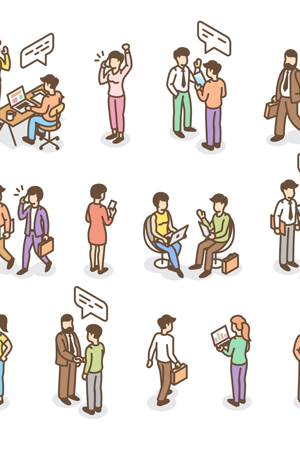 Isometric business characters. Connect partnership, 3d moder