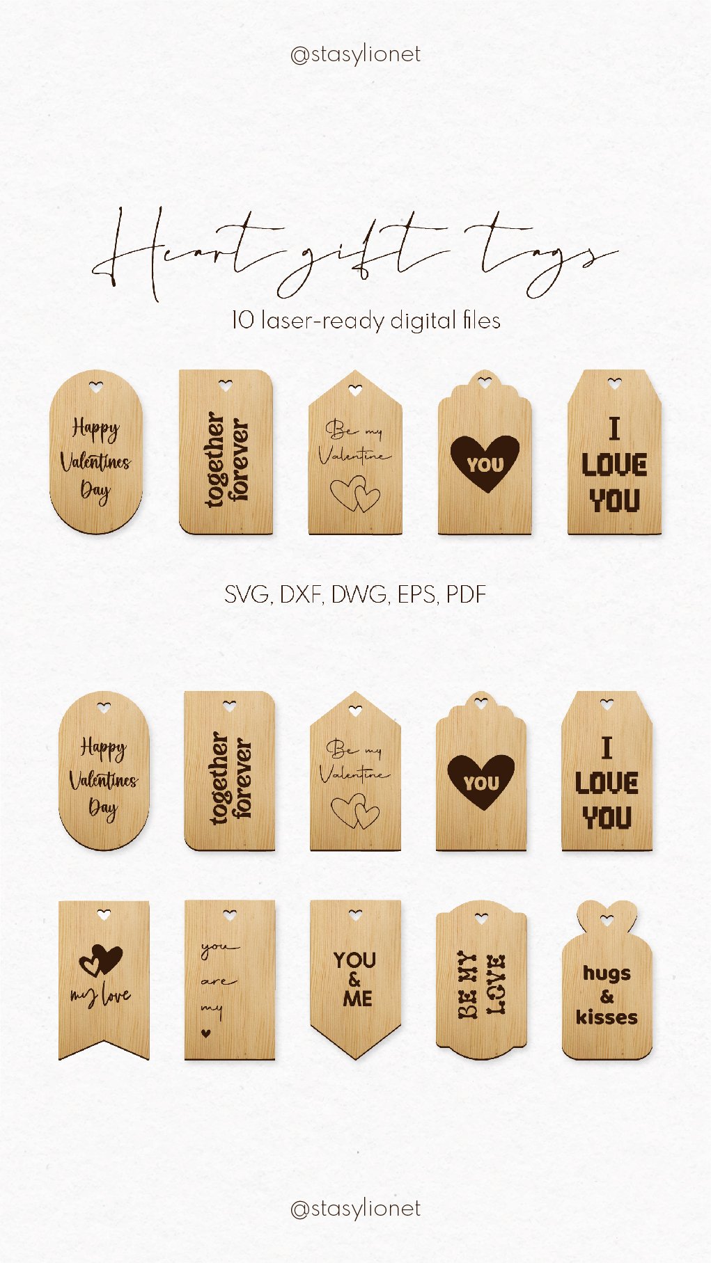 Valentines day gift tags SVG bundle 2 | Laser Cut Files