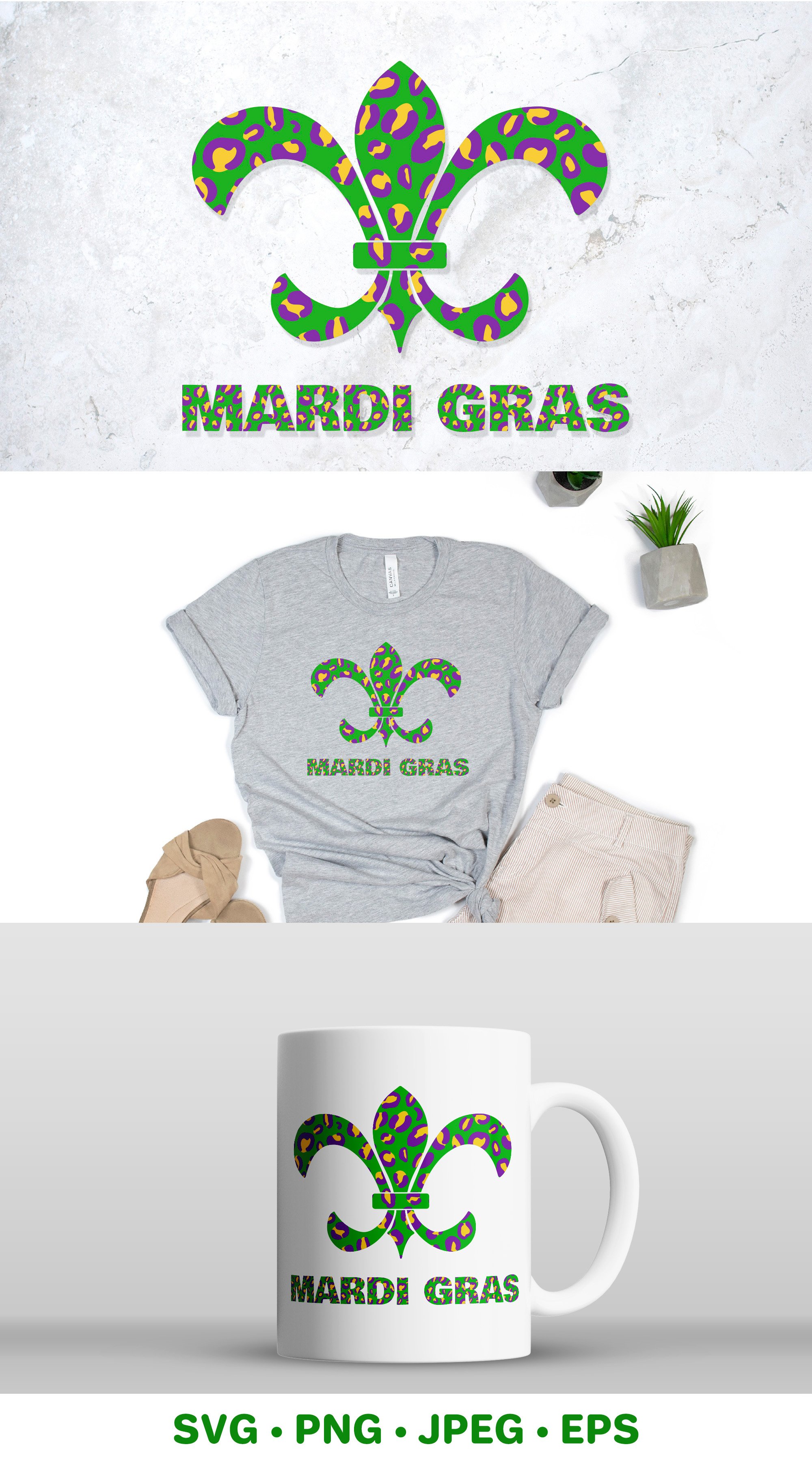 Mardi Gras. Leopard Fleur de Lis. Fat Tuesday SVG (1771265)