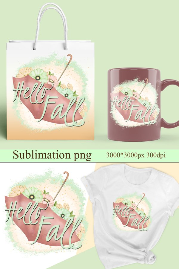Hello Fall sublimation designs, Autumn png (1453714)