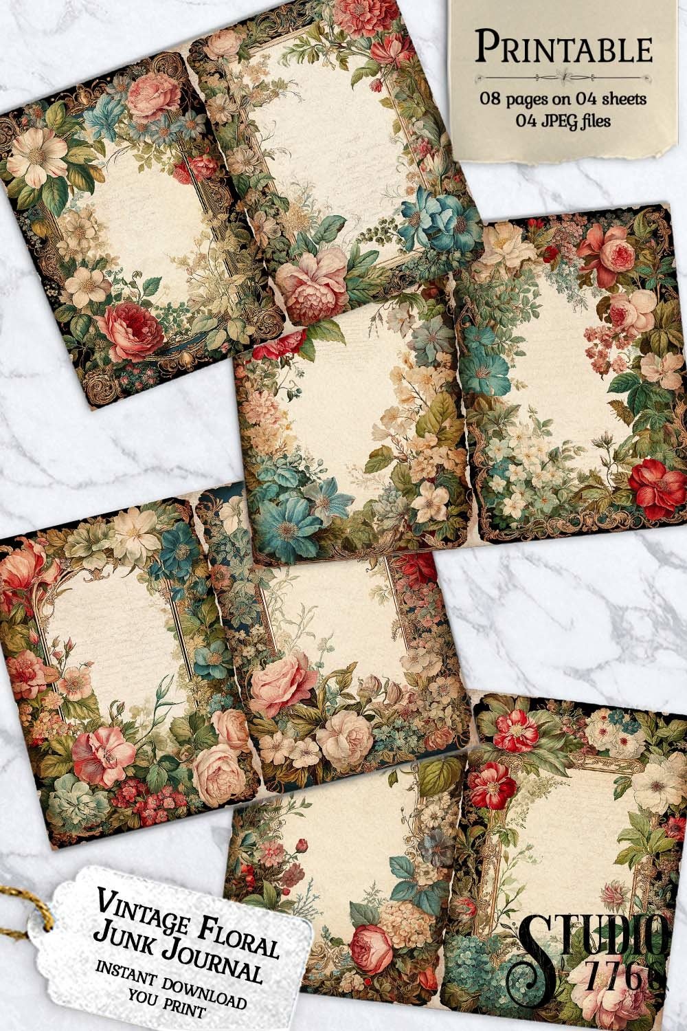 Vintage Floral Junk Journal Pages (3272537)