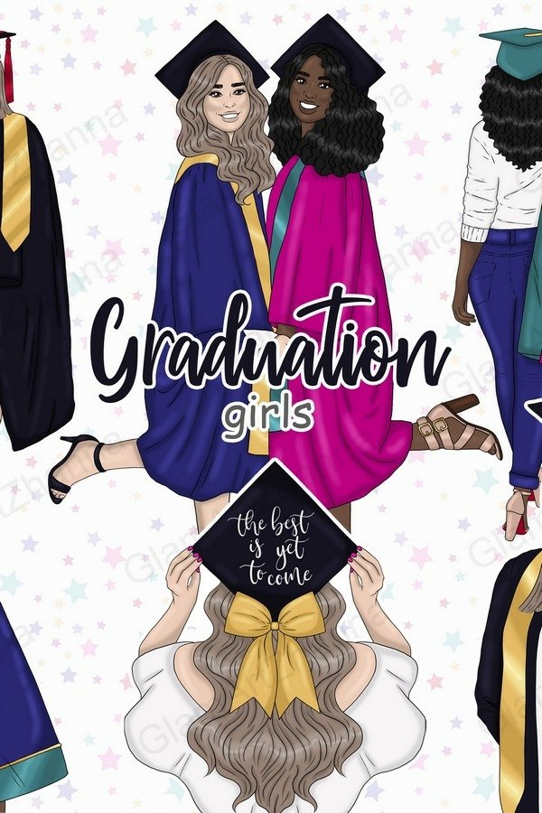 Graduation Clipart GIRLS and BOYS College Senior - PNG files