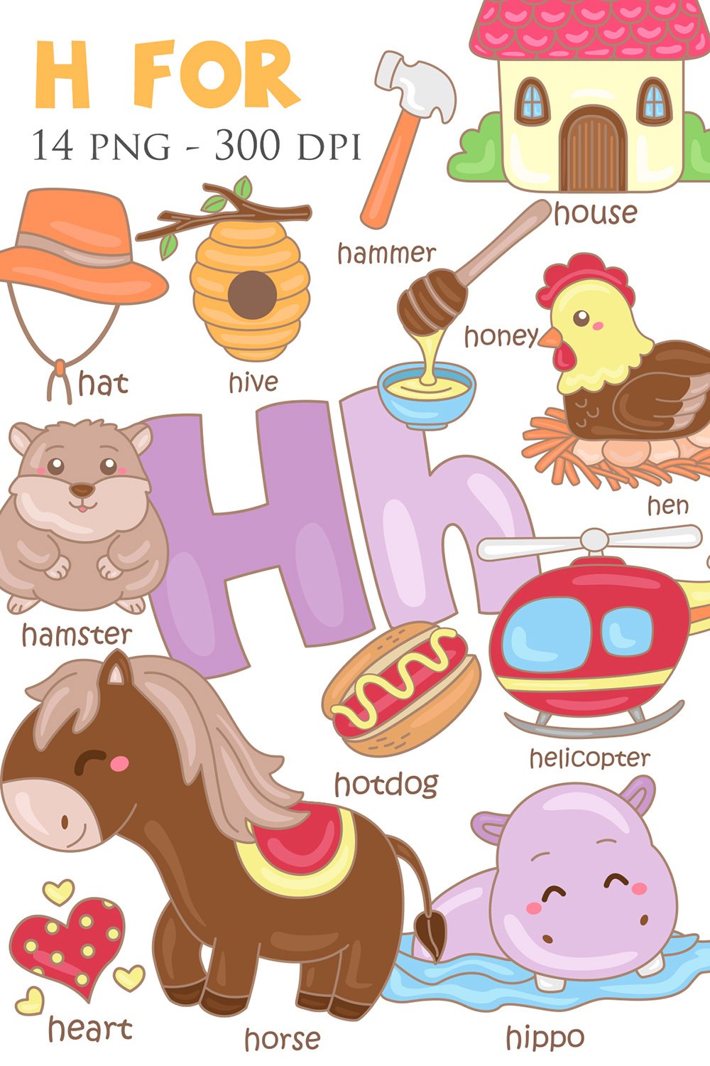 Word Alphabet H For Vocabulary Illustration Vector Clipart