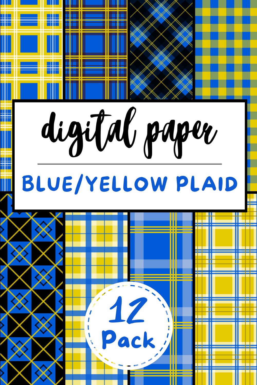 Ukrainian Scrapbook Paper Set | 12 Seamless Plaid Patterns