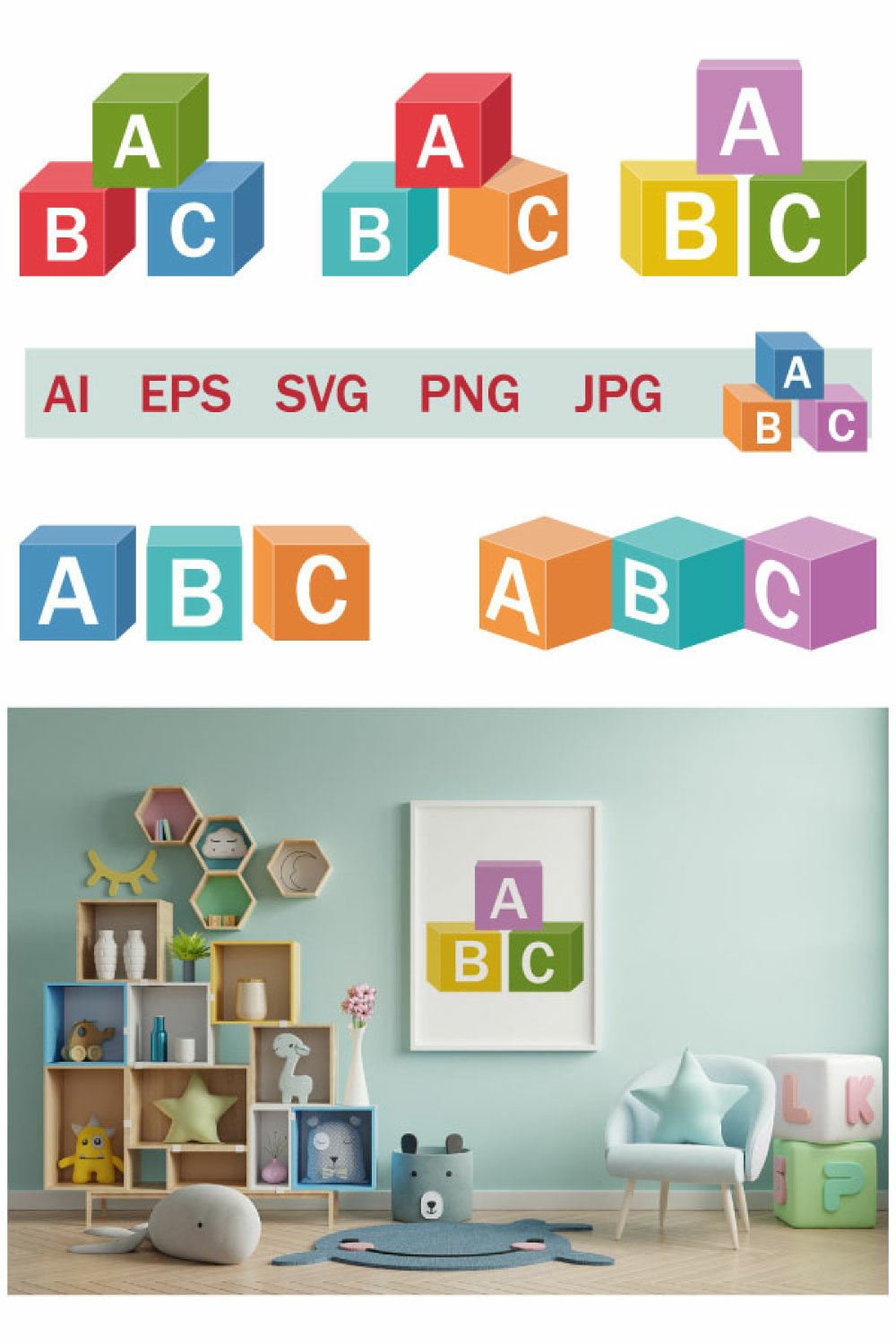 SVG set of ABC Cubes, letter blocks, clipart for (2062656)