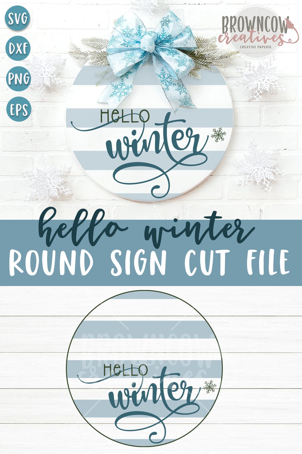 Hello Winter Round Sign Cut File