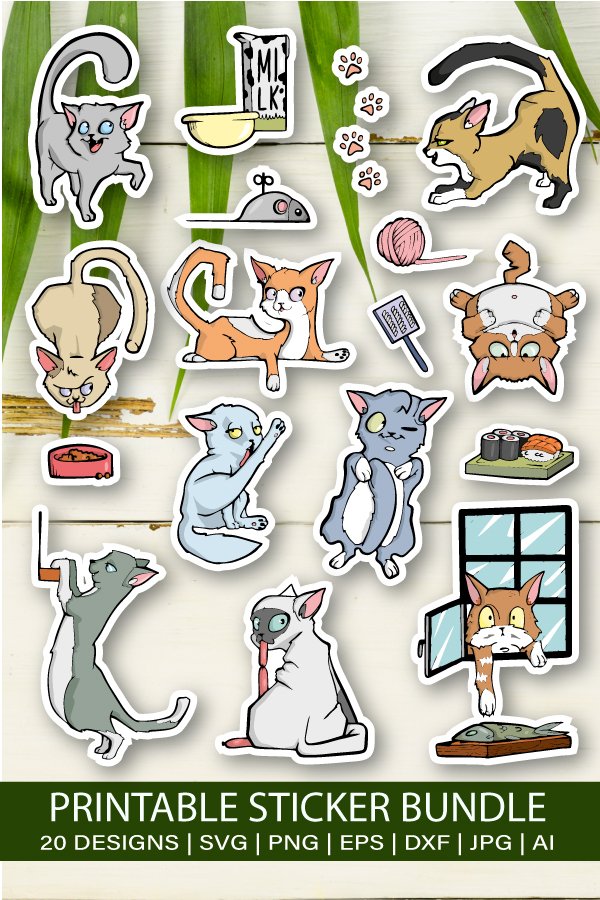 Cats animals Printable Stickers