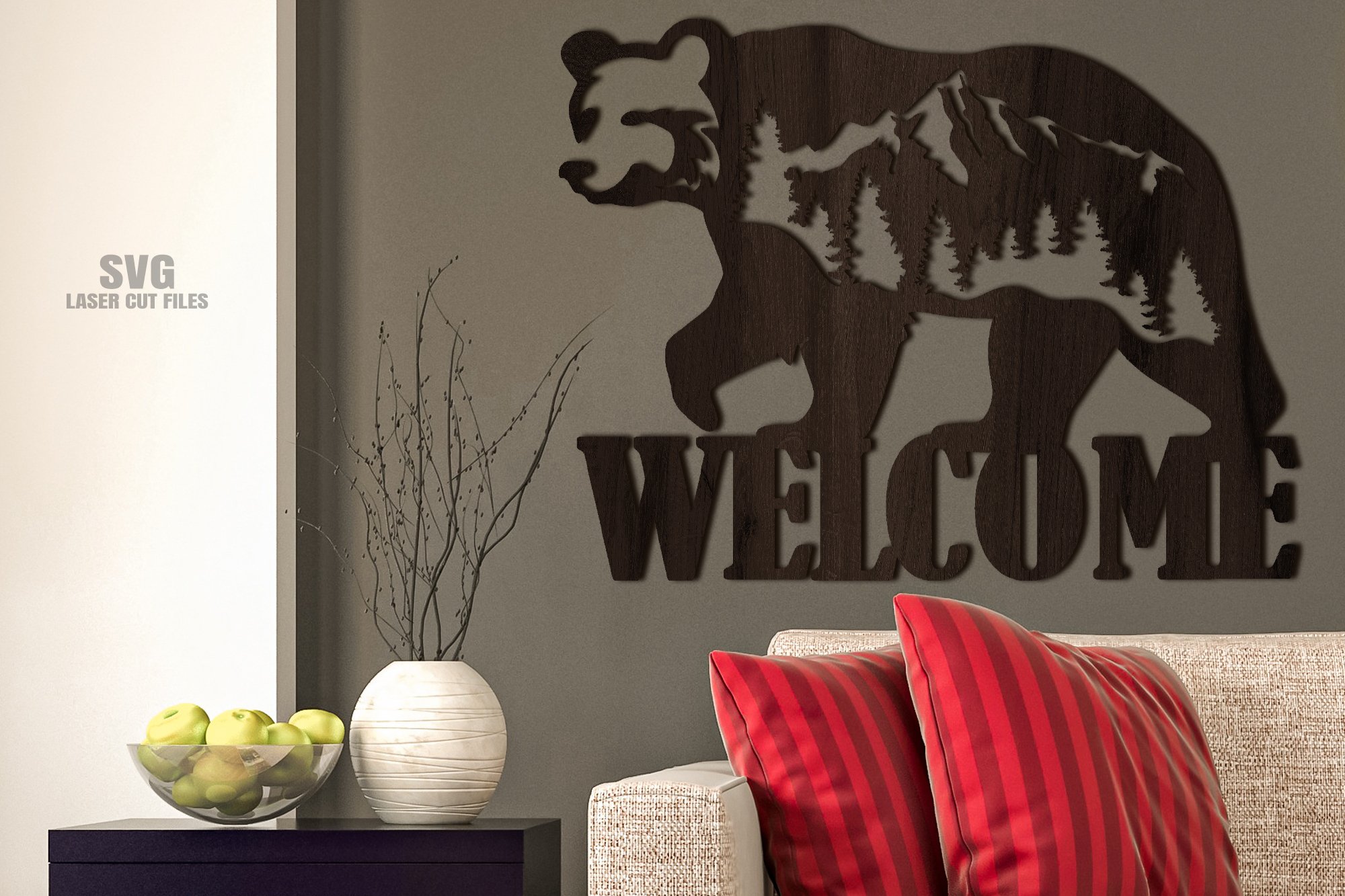 Bear Welcome Sign SVG | Forest SVG Laser Cut Files