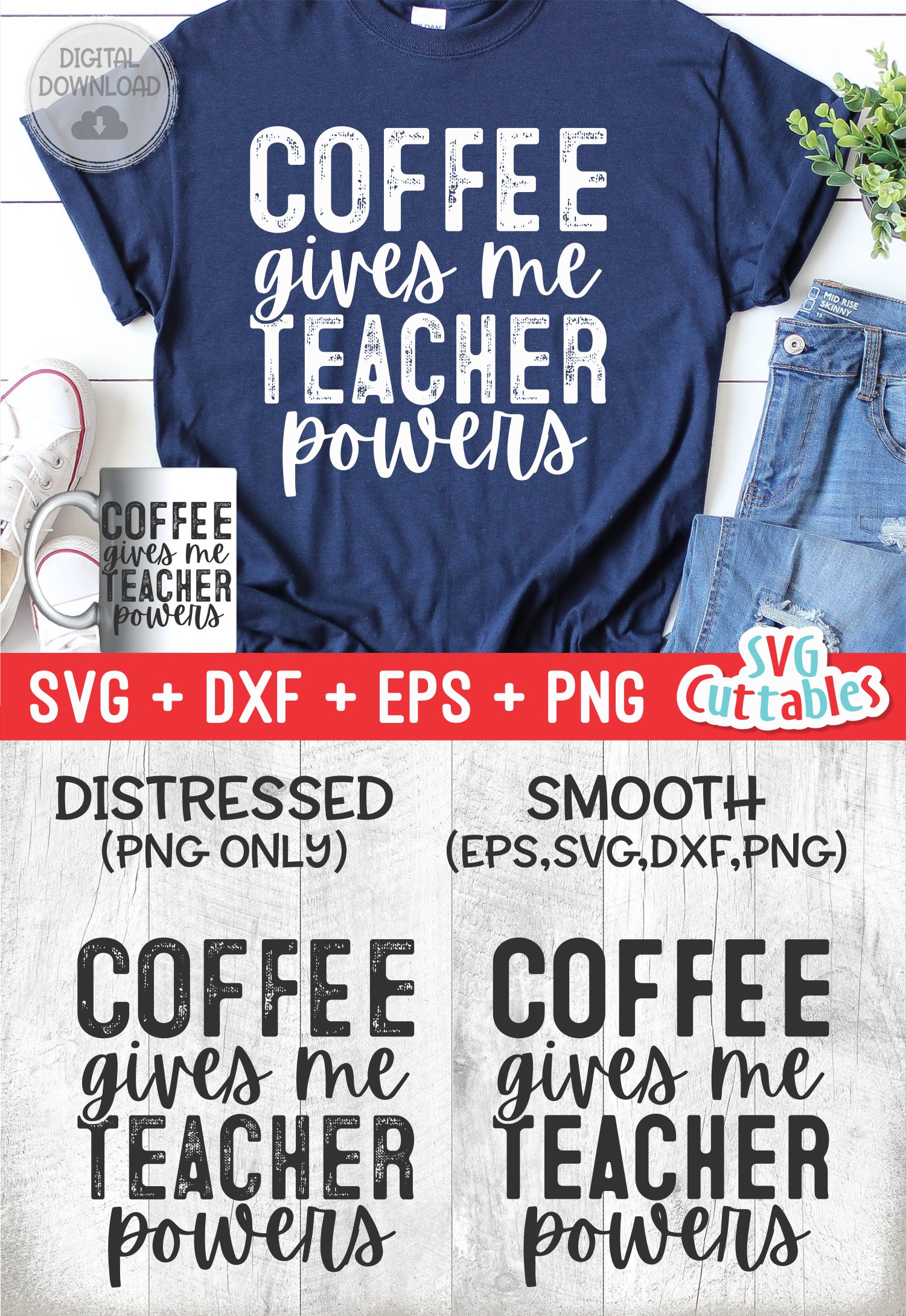Teacher SVG | Coffee Gives Me Teacher Powers | Shirt Design
