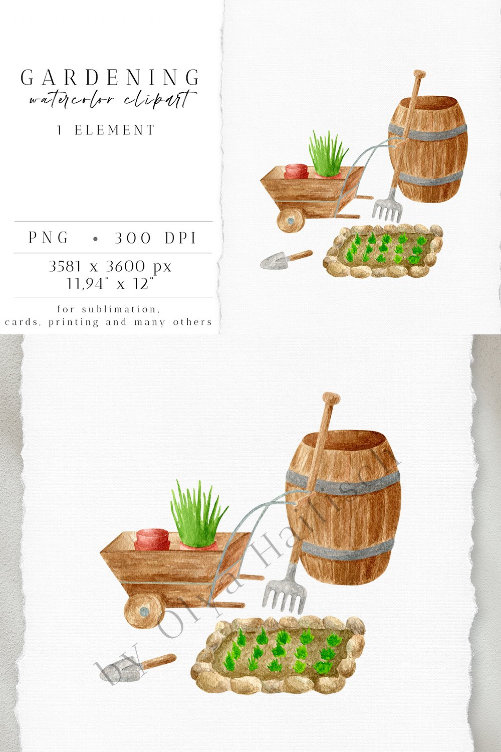 Gardening Clipart. Garden Tools PNG. Farmhouse Watercolor